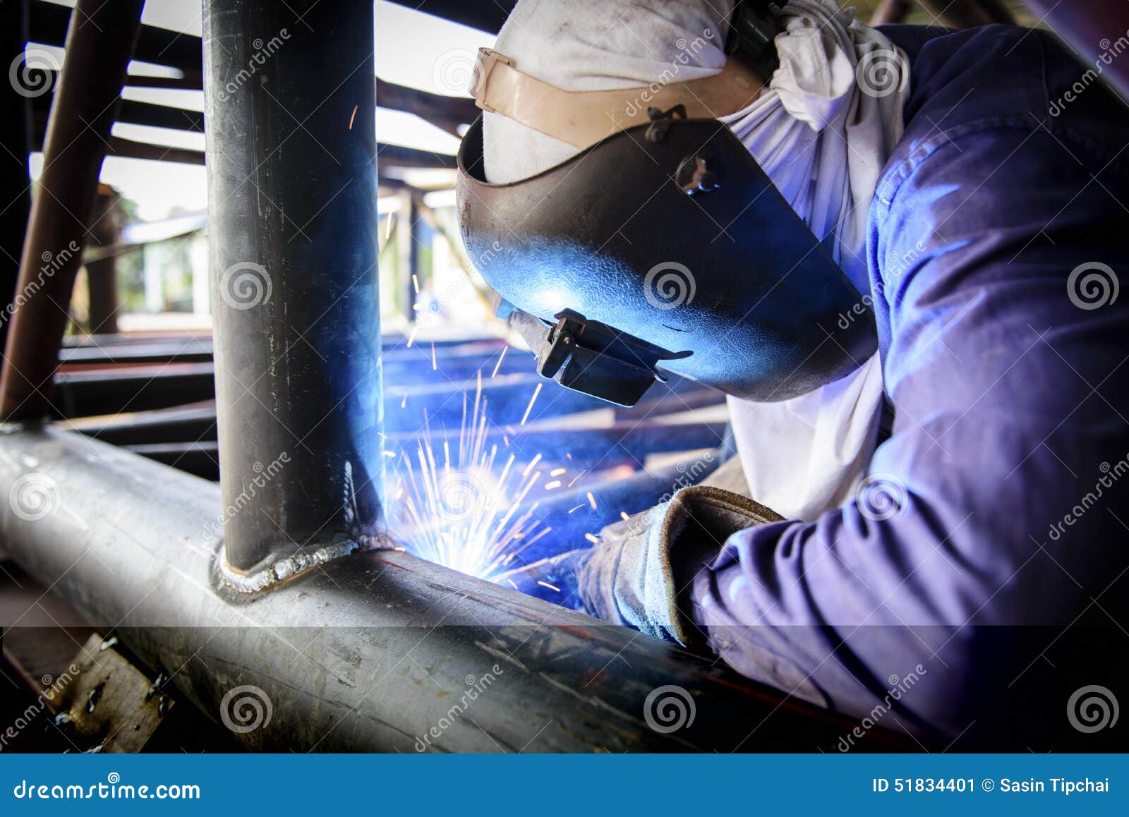 Welding steel structure stock image. Image of labor, iron - 51834401