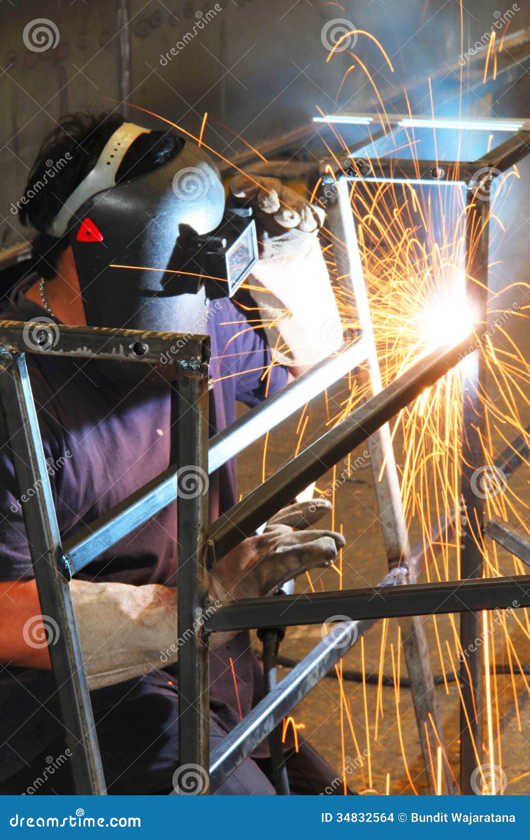 Welding steel structure stock photo. Image of fire, technical - 34832564