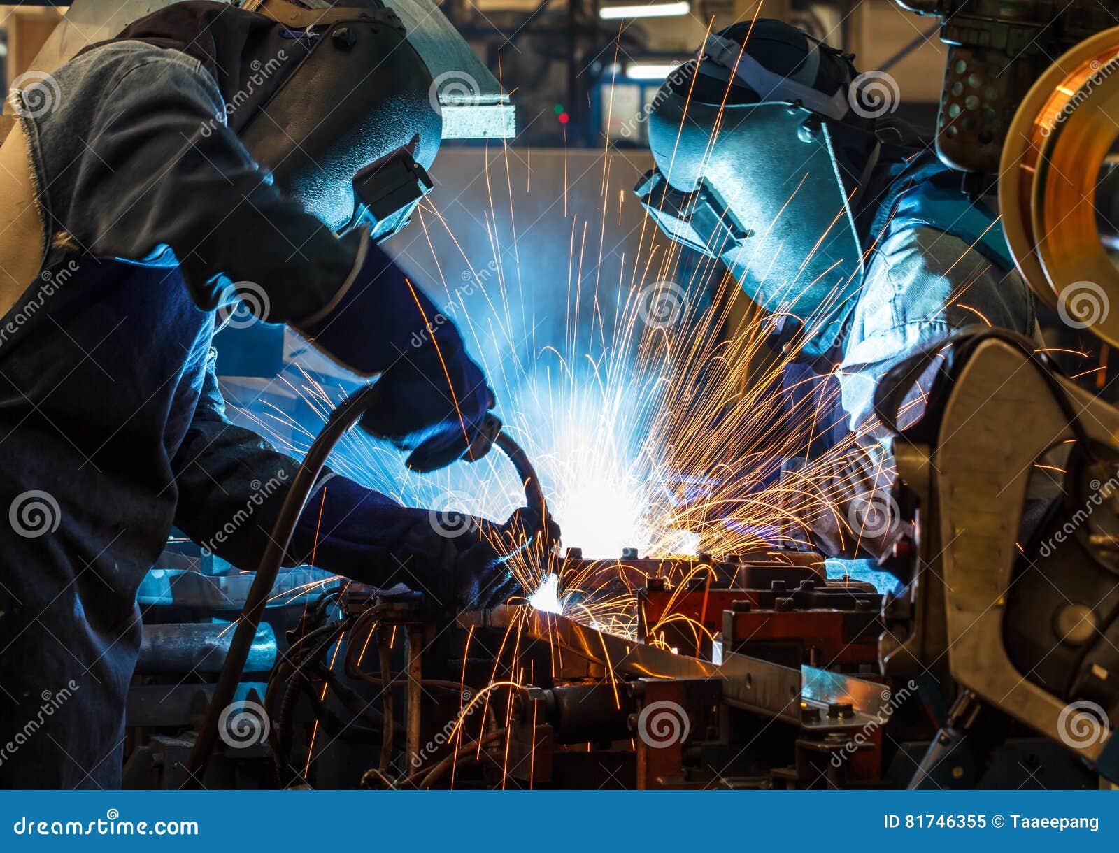 Welding steel structure stock image. Image of heat, laborer - 81746355