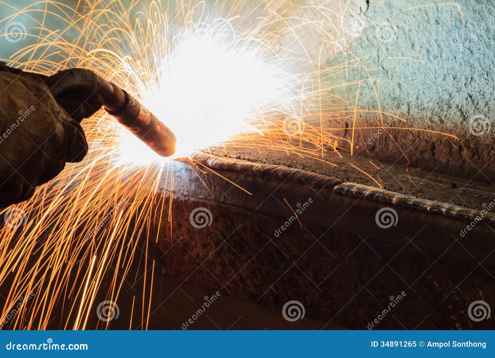 Welding Steel Structure in Workshop Stock Image - Image of protection ...