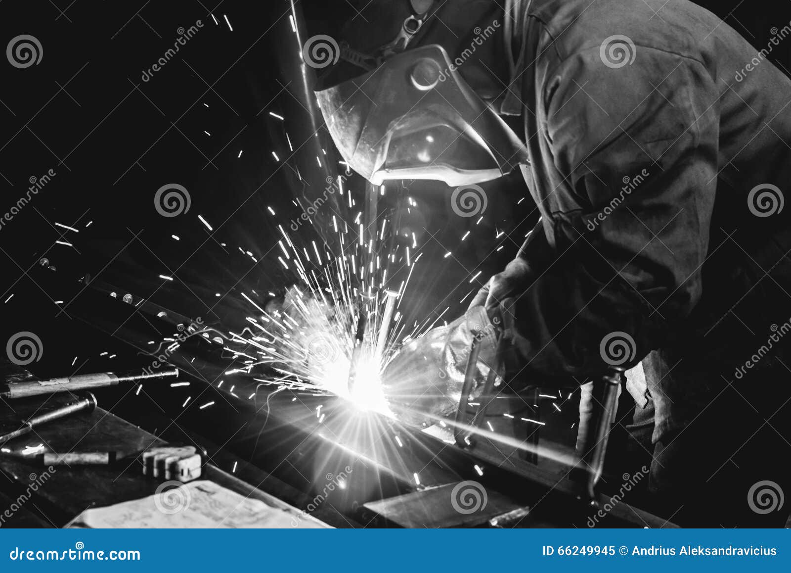 Welding steel structures stock image. Image of natural - 66249945