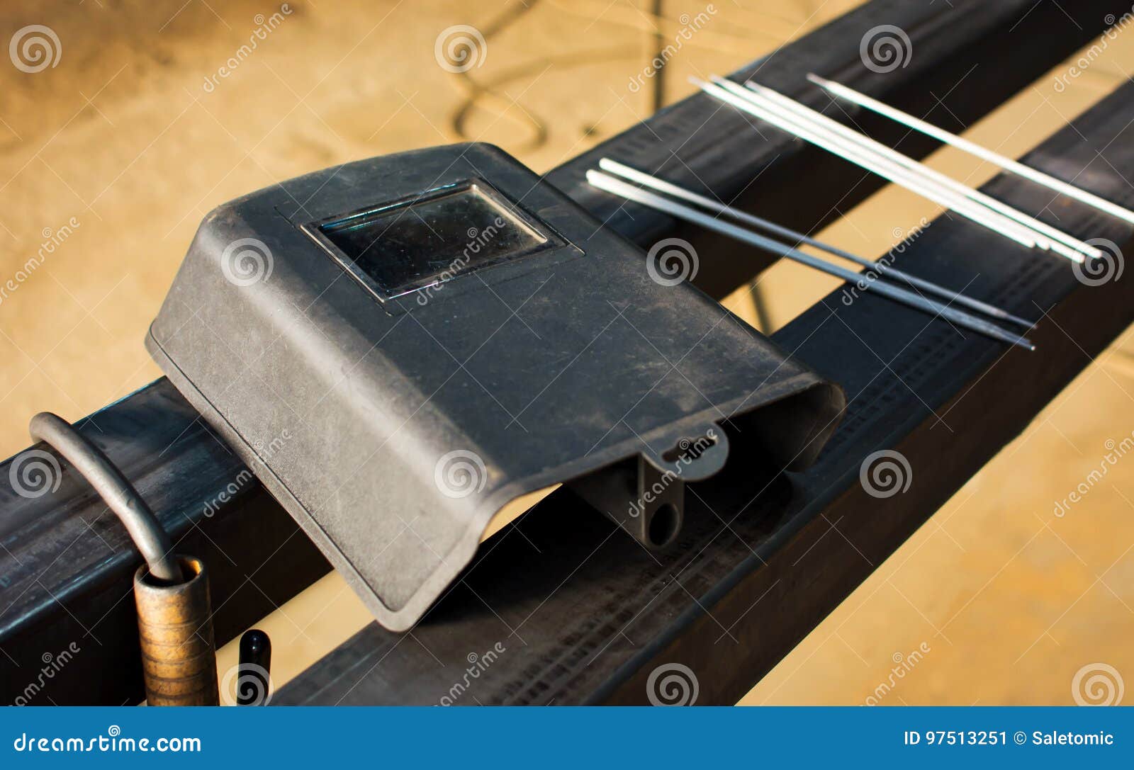 Welding Tools on Big Piece of Metal Stock Image - Image of piece, iron ...