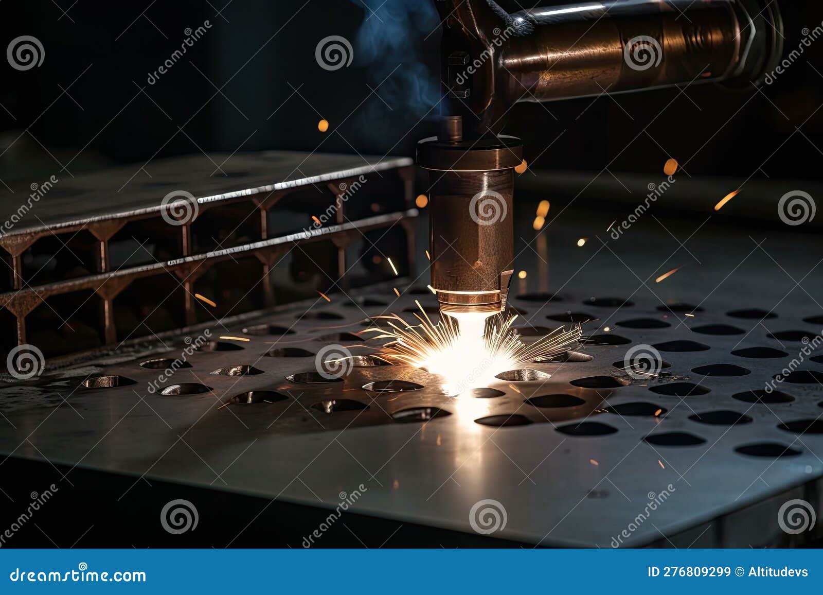 Welding Torch through Metal Plate in Close-up Stock Image - Image of ...