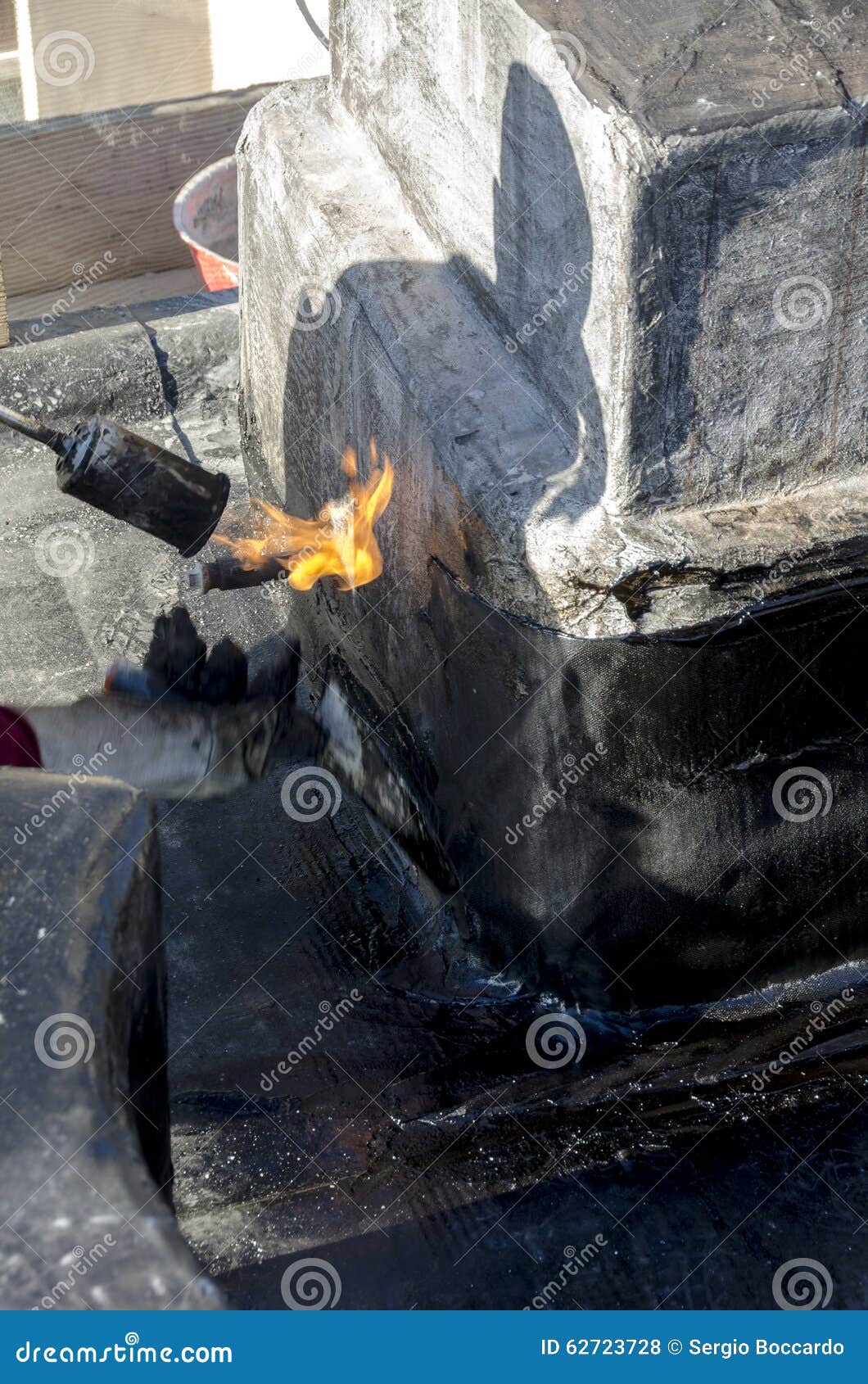 Welding of a Waterproof Sheath Stock Photo - Image of concrete, roof ...