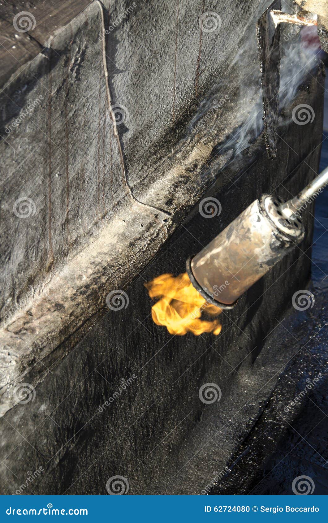 Welding of a Waterproof Sheath Stock Photo - Image of heat, terrace ...