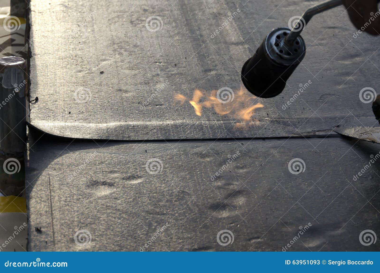 Welding of a Waterproof Sheath Stock Image - Image of construction ...