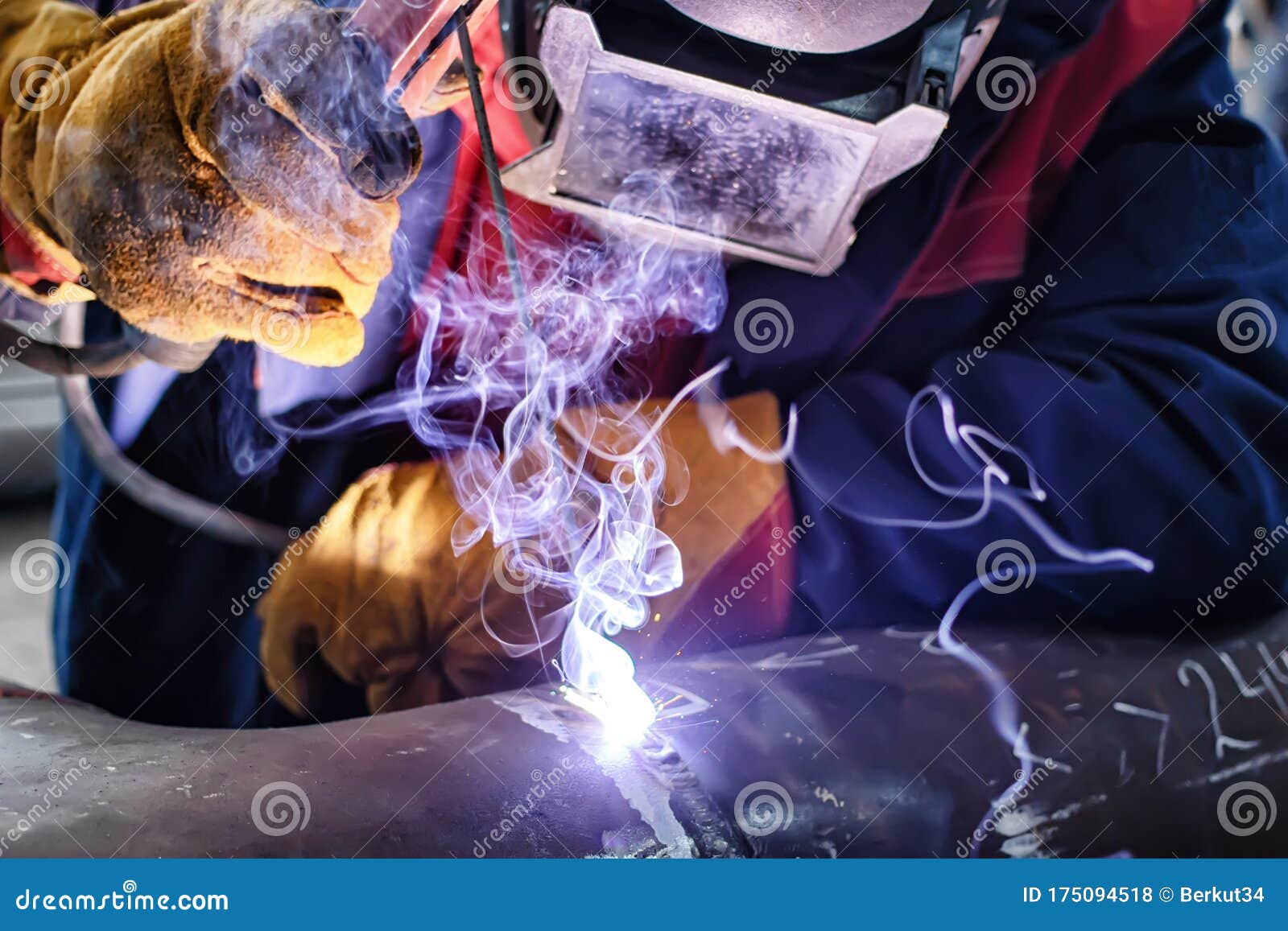 Applying a Facing Weld Using Manual Arc Welding Stock Photo - Image of ...
