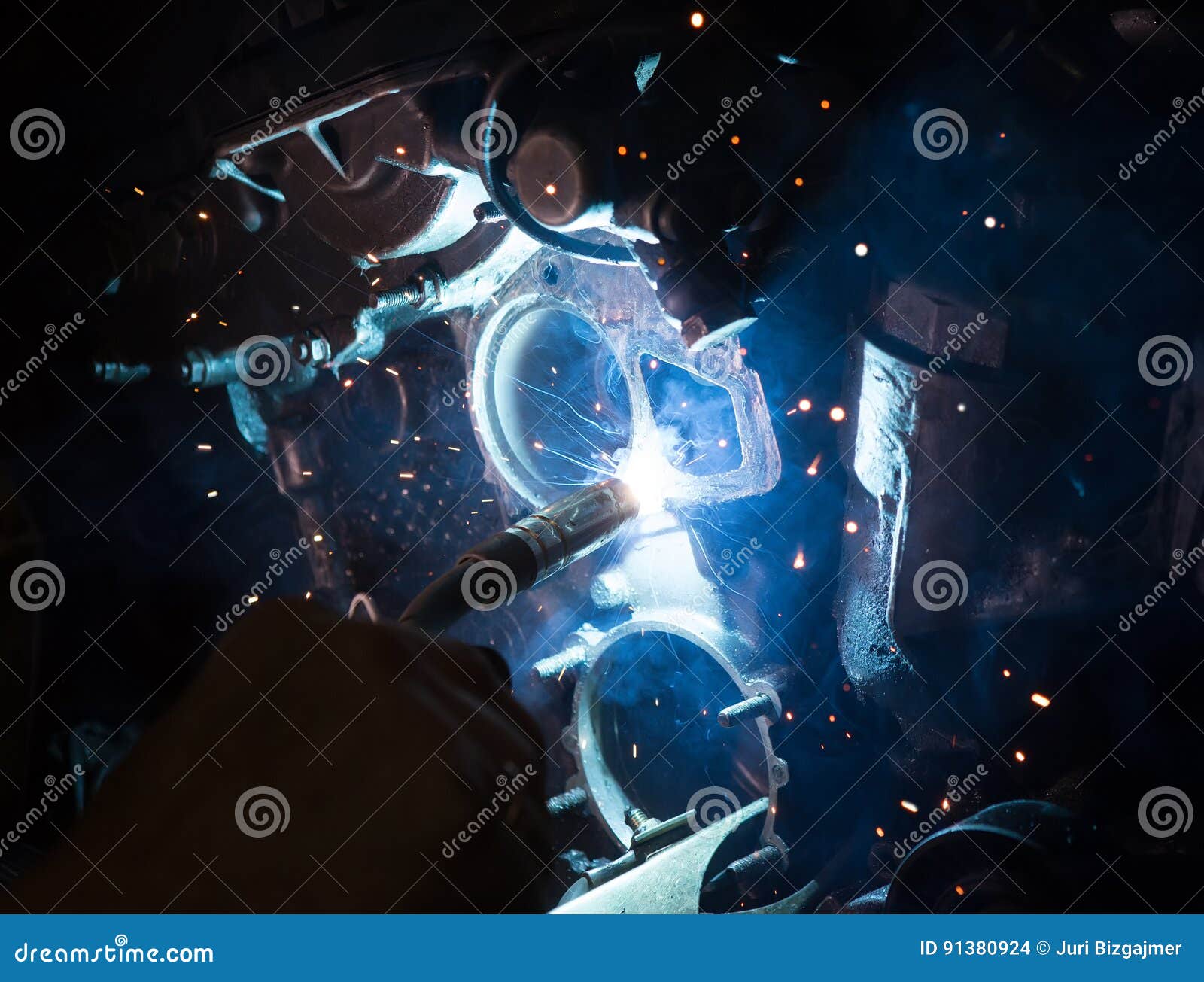 Welding Work on a Car Engine Stock Photo - Image of engine, machine ...