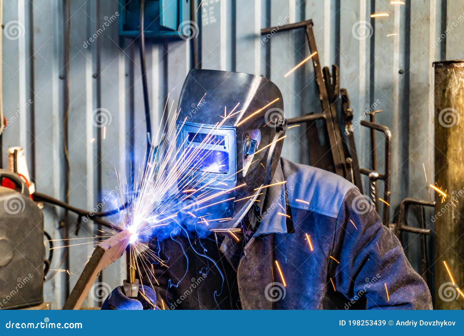 Welding Work in an Electromechanical Workshop at a Mechanical Assembly ...