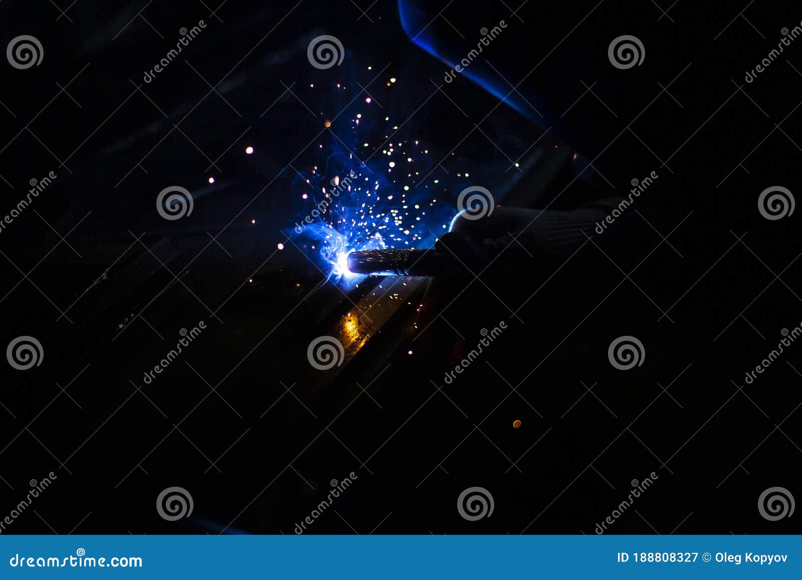 Welding Work. Fire from Hot Metal. Making a Weld Stock Image - Image of ...