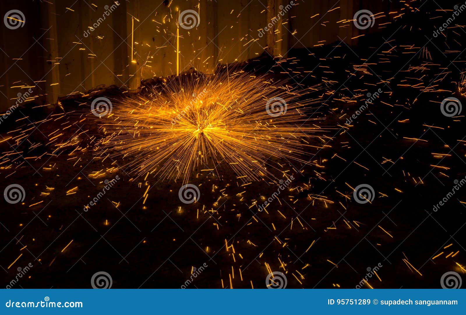 Welding work stock image. Image of welding, fireworks - 95751289