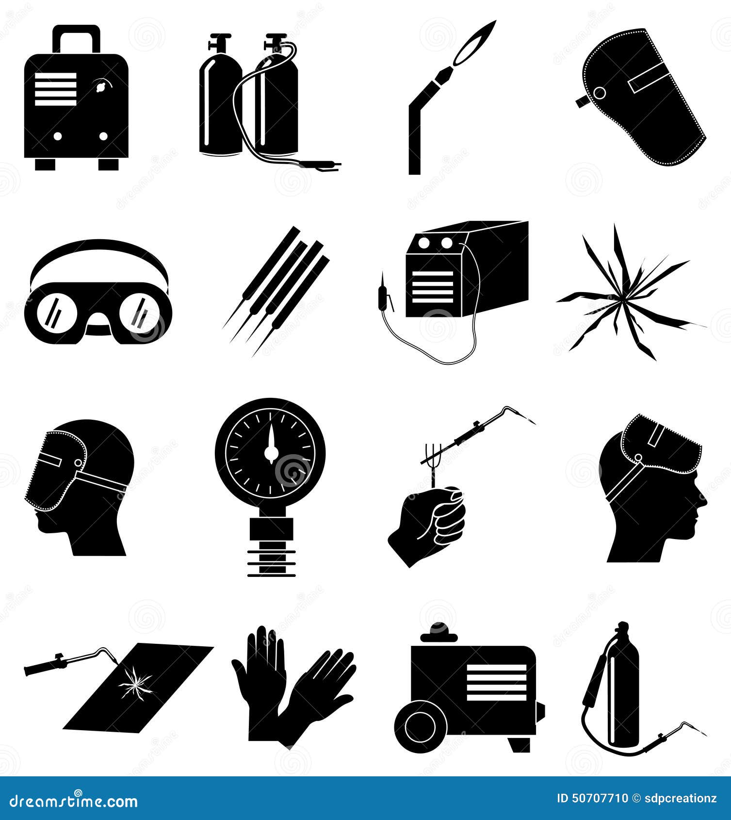 Welding Work Industrial Icons Set Stock Vector - Illustration of sign ...