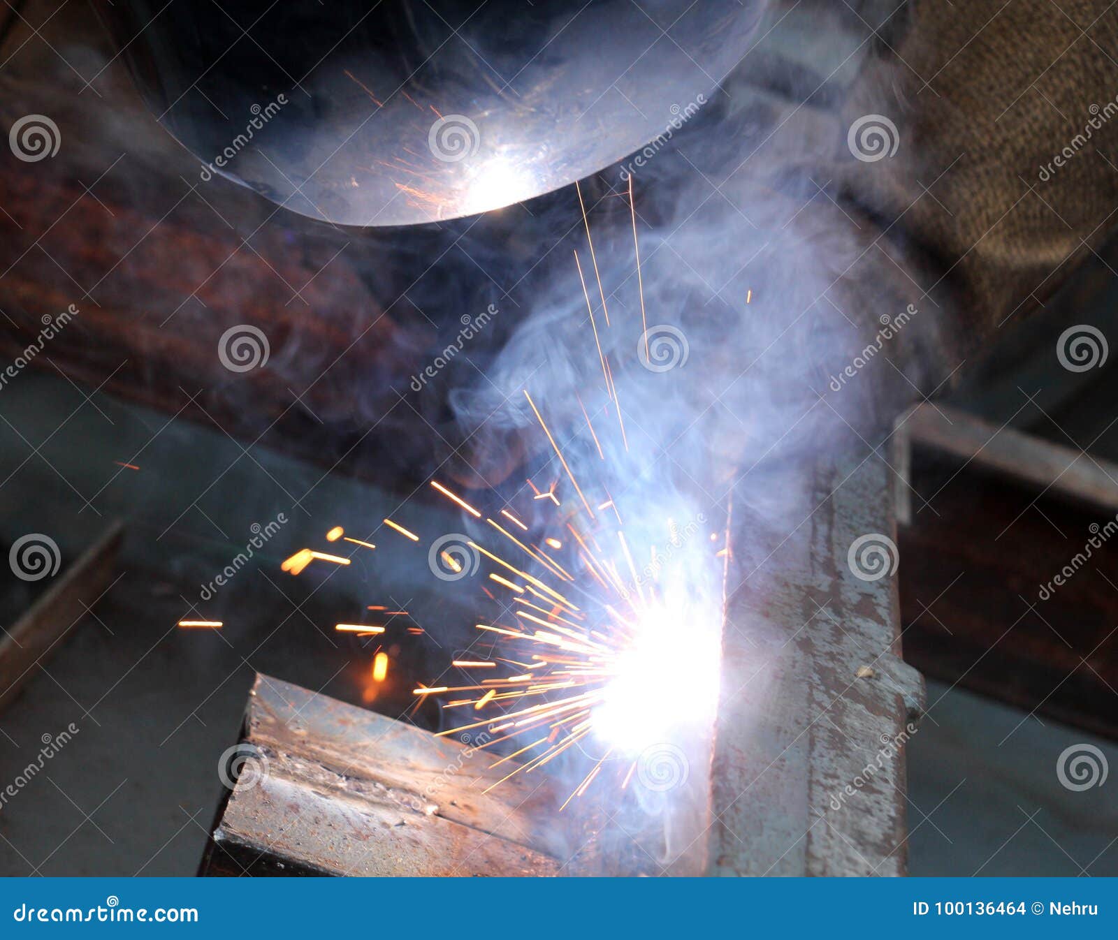 Welding Work.sparks and Smoke of a Welding Work Stock Photo - Image of ...