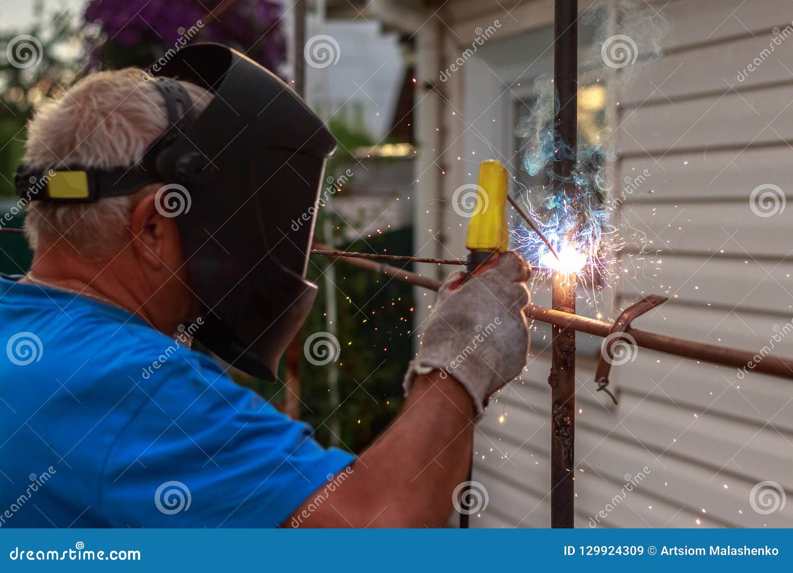 Welding Work at Their Summer Cottage Stock Image - Image of skill ...