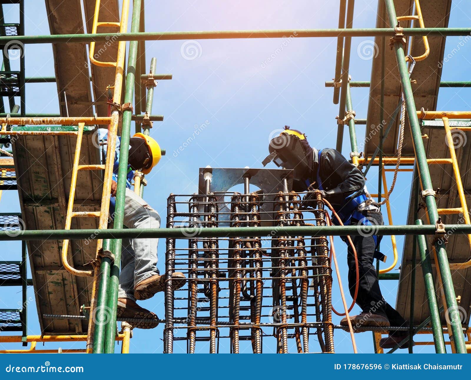 Man Working on the Working at Height on Construction Stock Photo ...