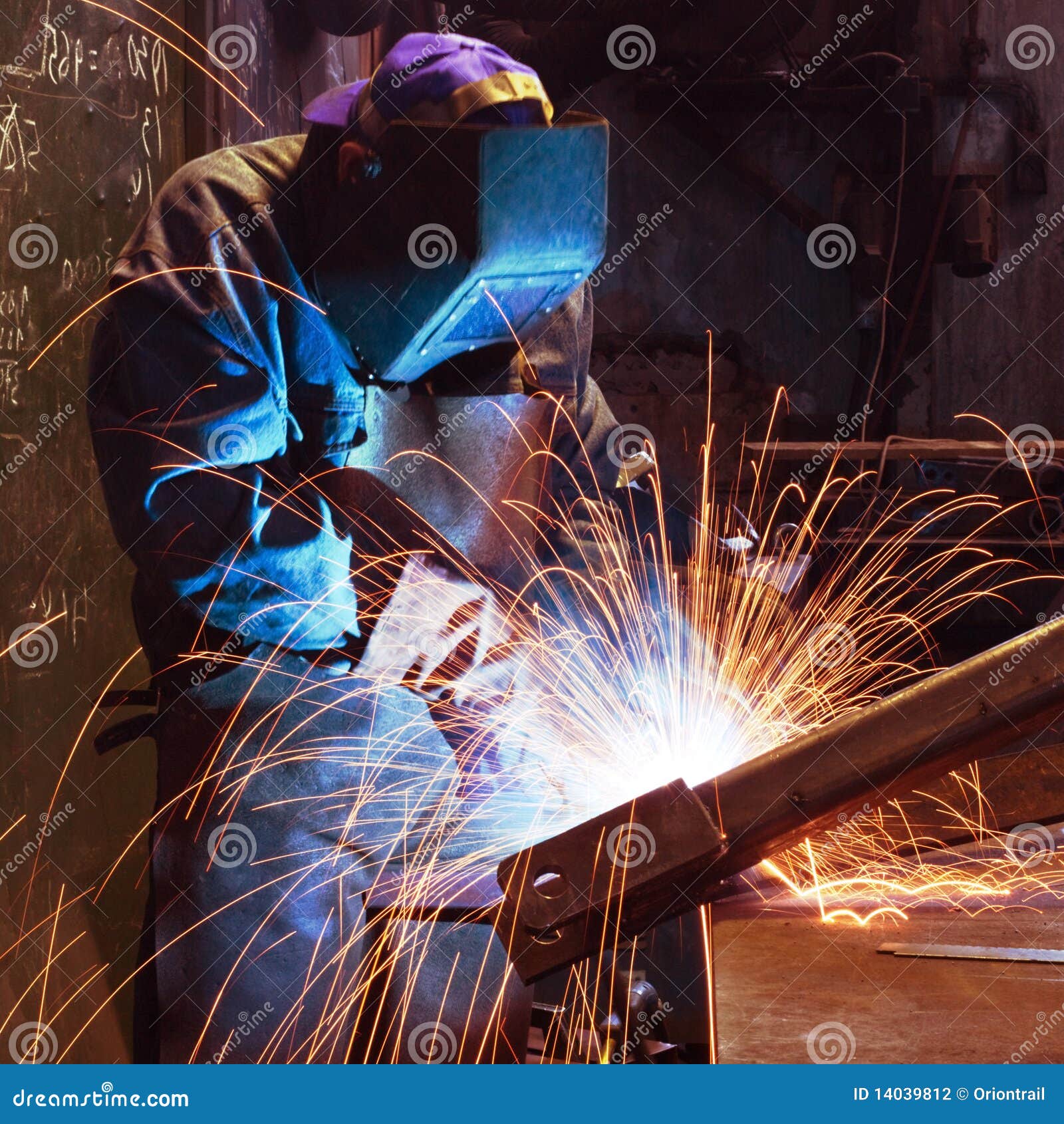 Welding worker in factory stock photo. Image of industrial - 14039812
