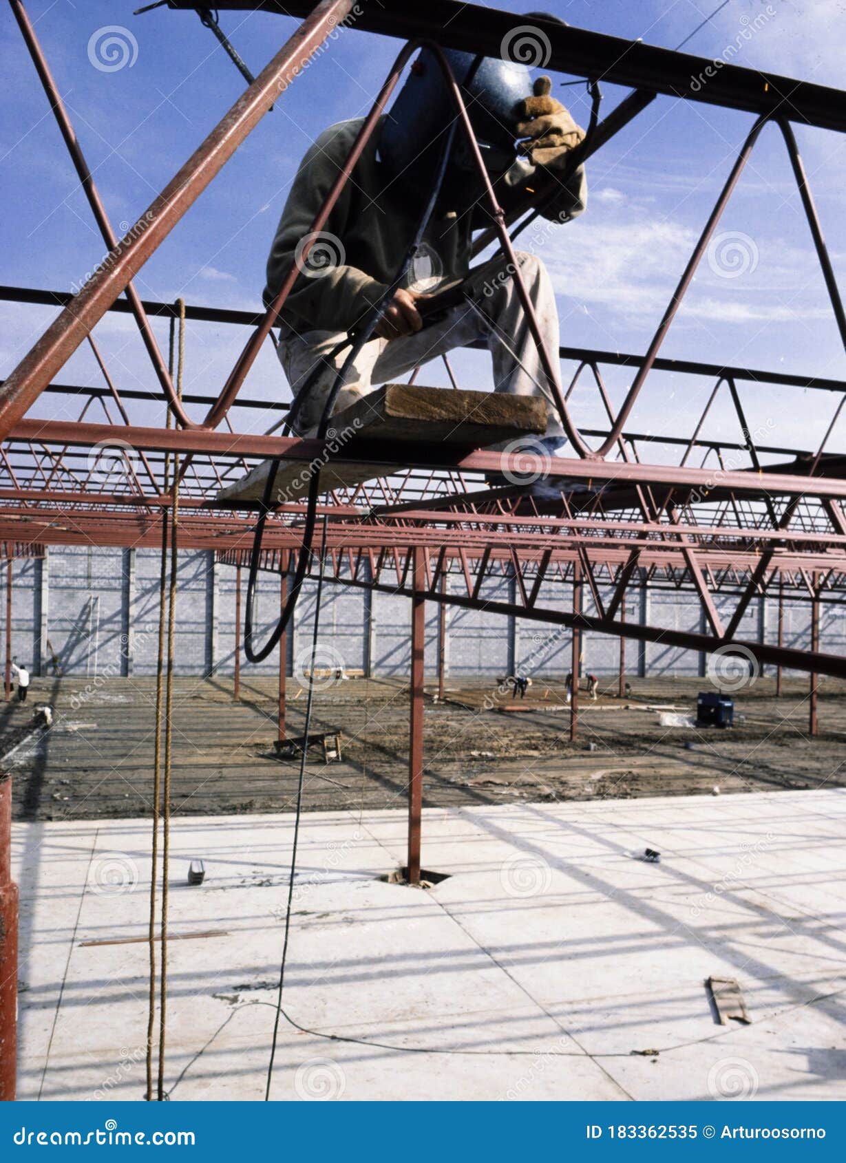 Worker Welding in the Construction Industry Stock Image - Image of pole ...