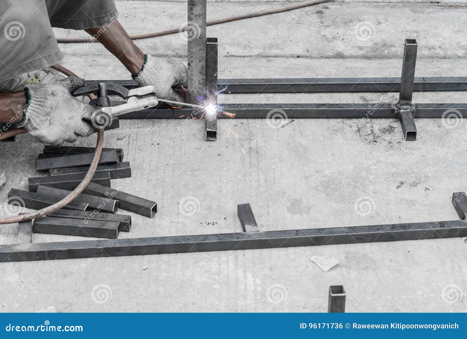 Welding Worker Using Cutting Torch To Cut Steel Stock Photo - Image of ...