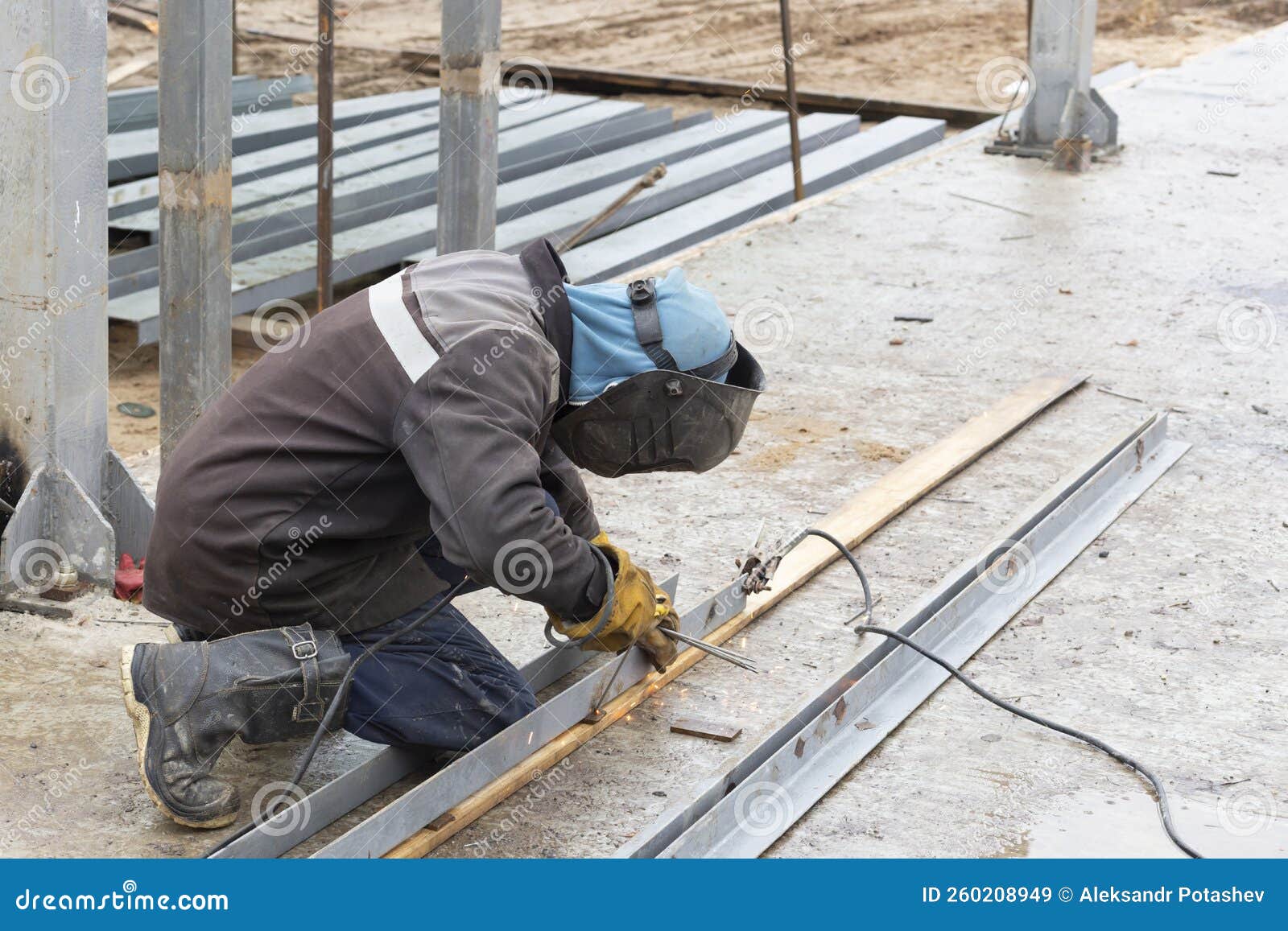 Welding Works.the Work of a Welder in the Construction of Buildings and ...