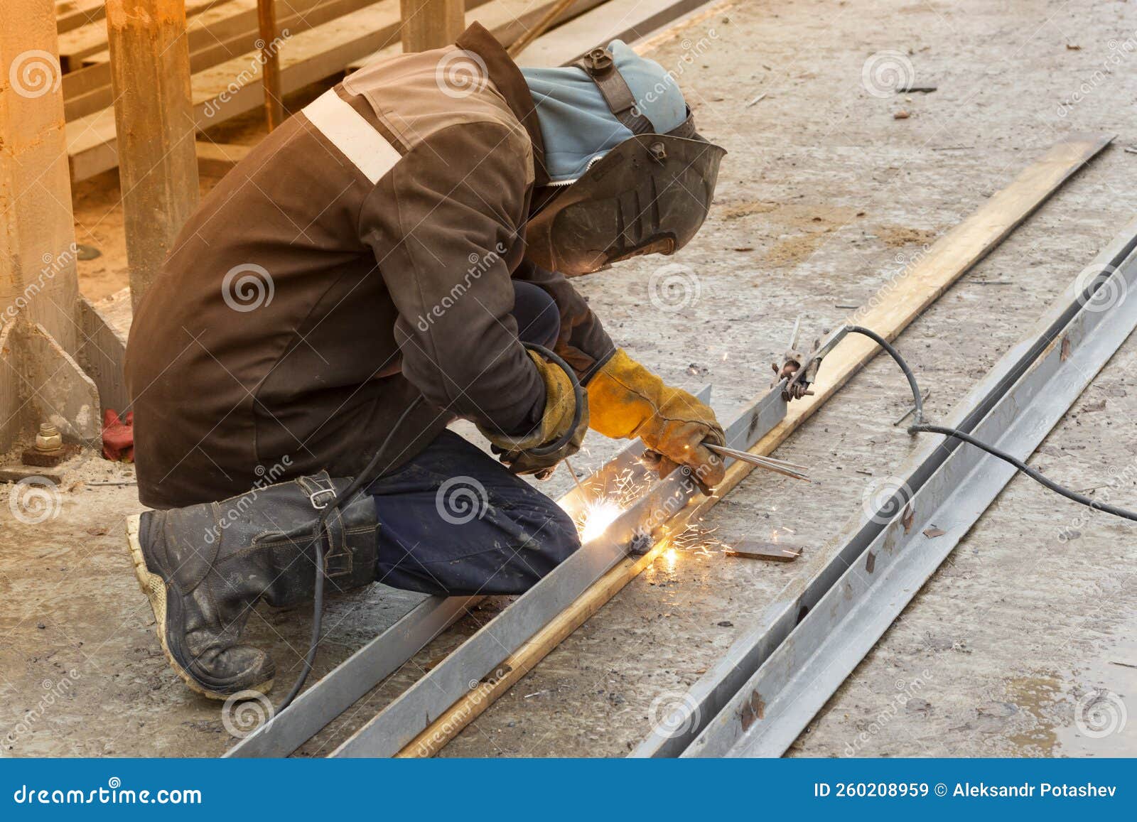 Welding Works.the Work of a Welder in the Construction of Buildings and ...