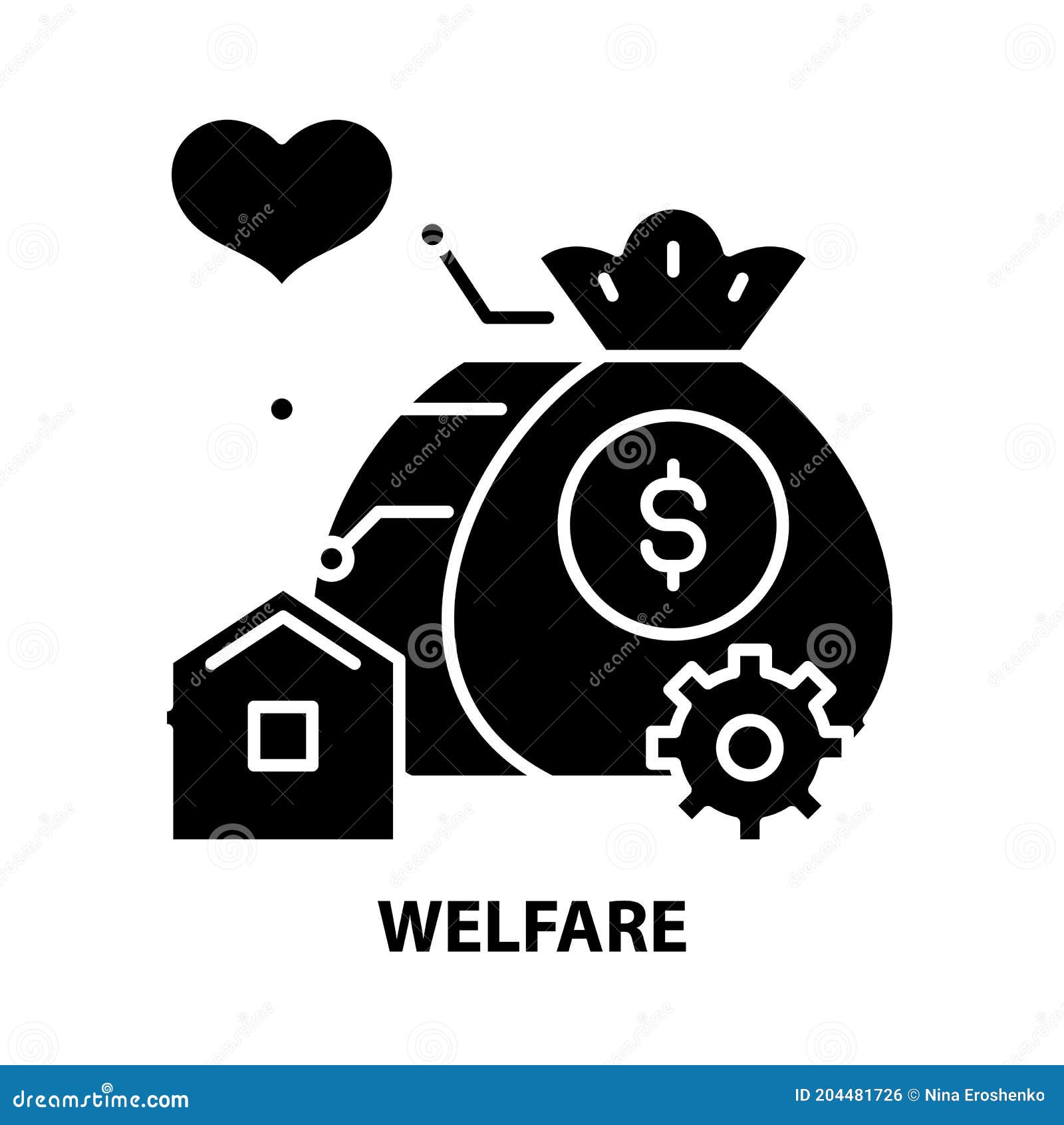 Welfare Icon, Black Vector Sign with Editable Strokes, Concept ...