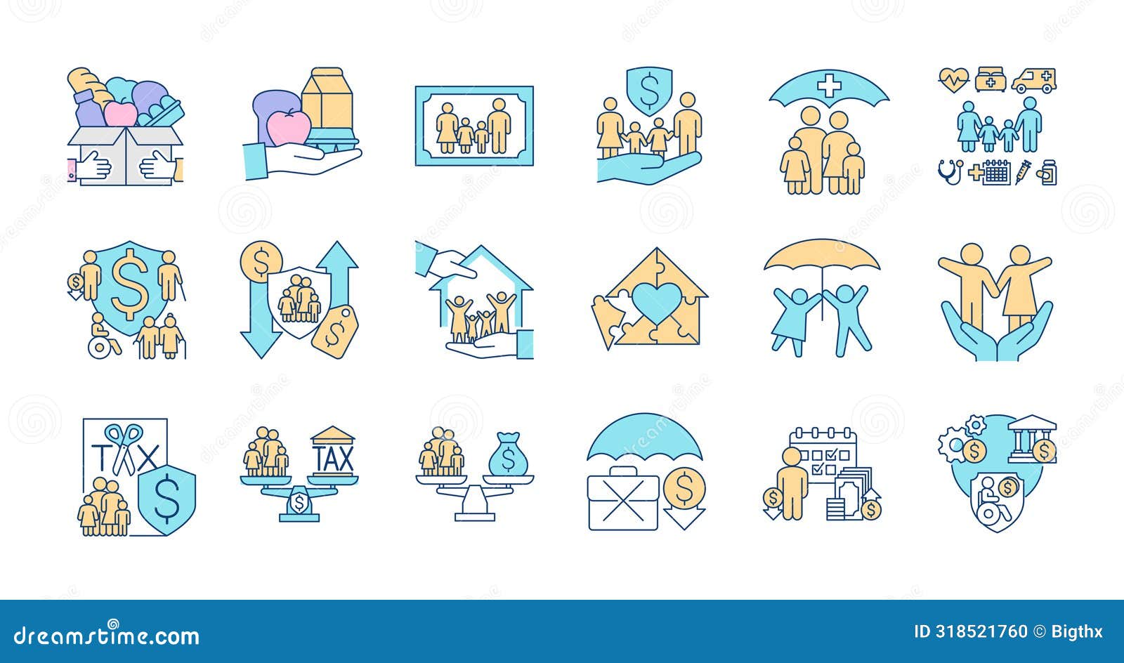 Welfare Program Icon Set stock vector. Illustration of health - 318521760