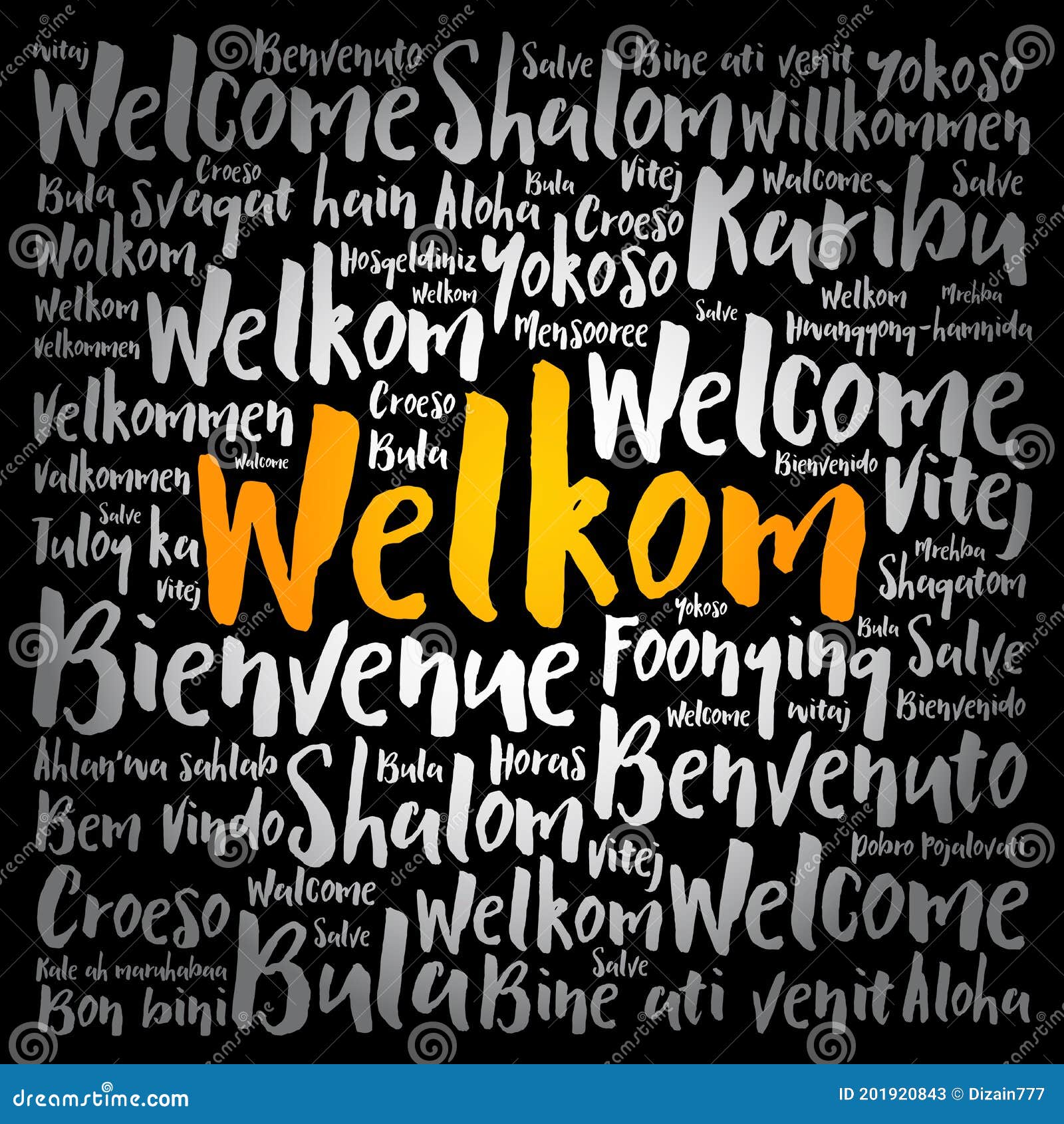 Welkom (Welcome in Afrikaans) Word Cloud Stock Illustration ...
