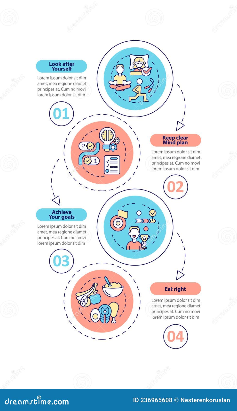 Well Balanced Life Tips Vertical Infographic Template Stock Vector ...