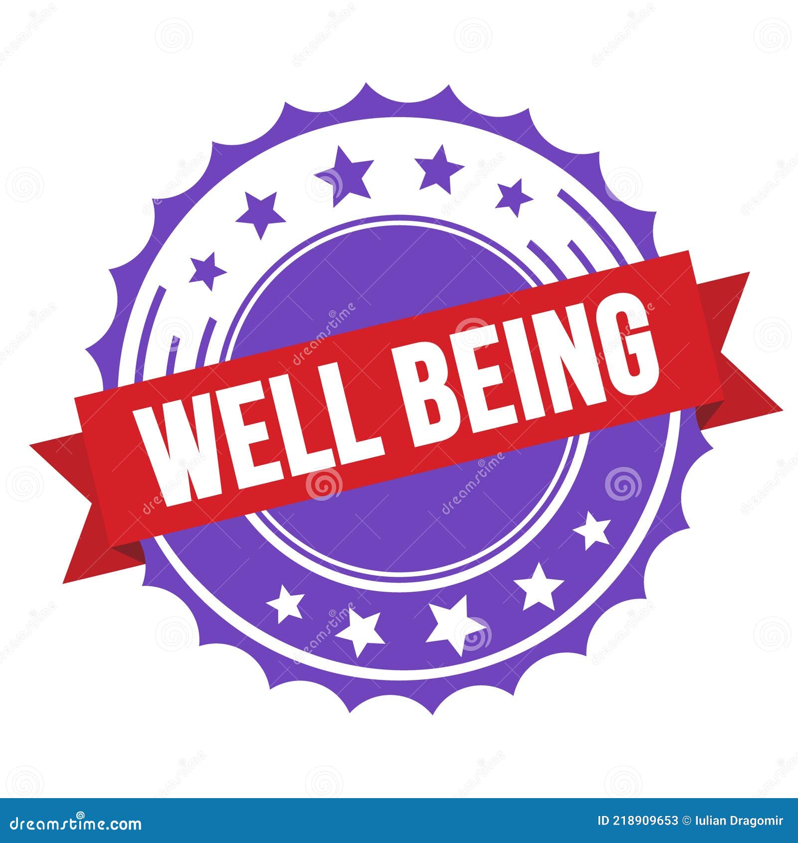 WELL BEING Text on Red Violet Ribbon Stamp Stock Illustration ...