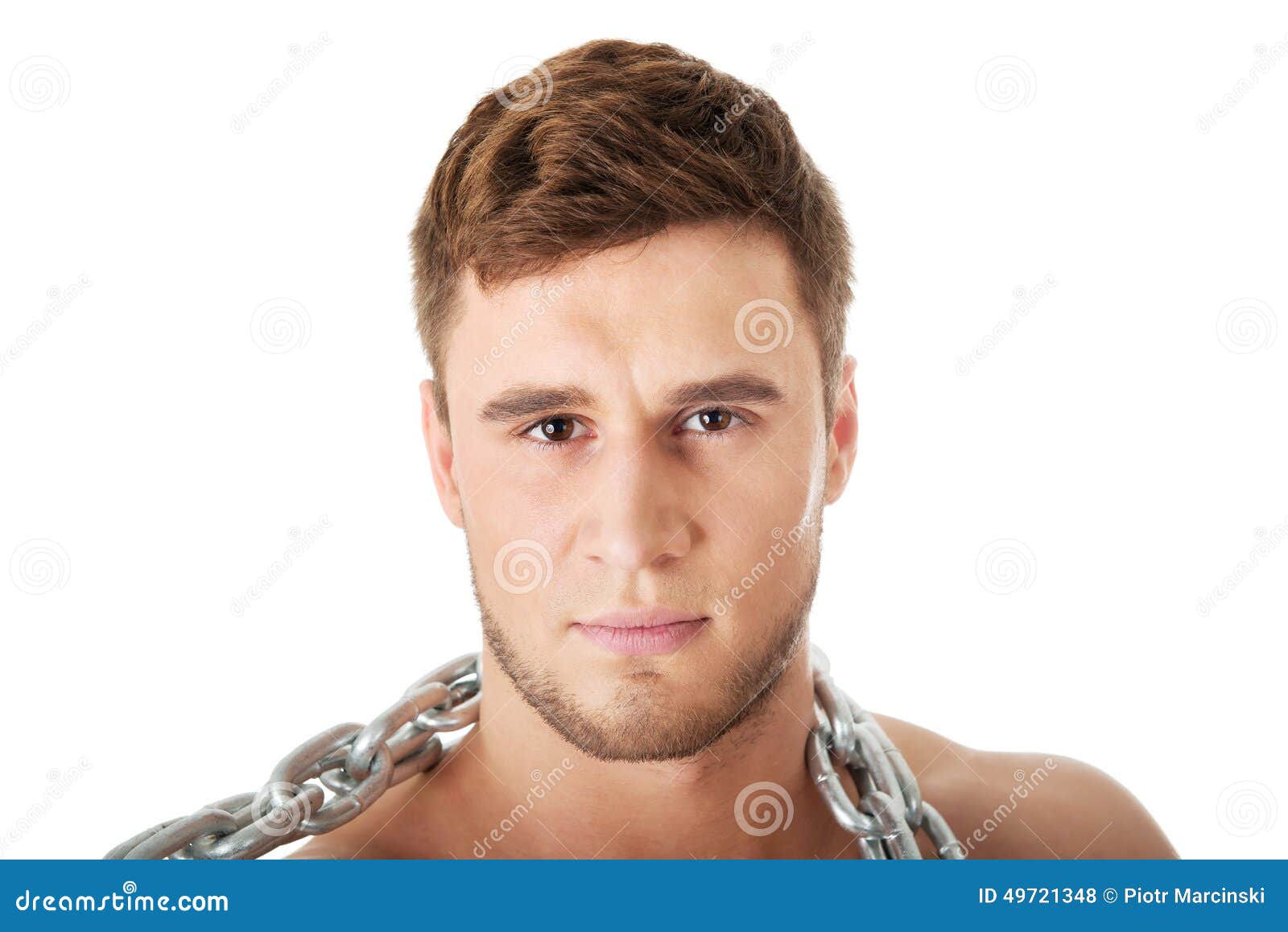 Well Build Male Model with Chains Over His Neck. Stock Photo - Image of ...