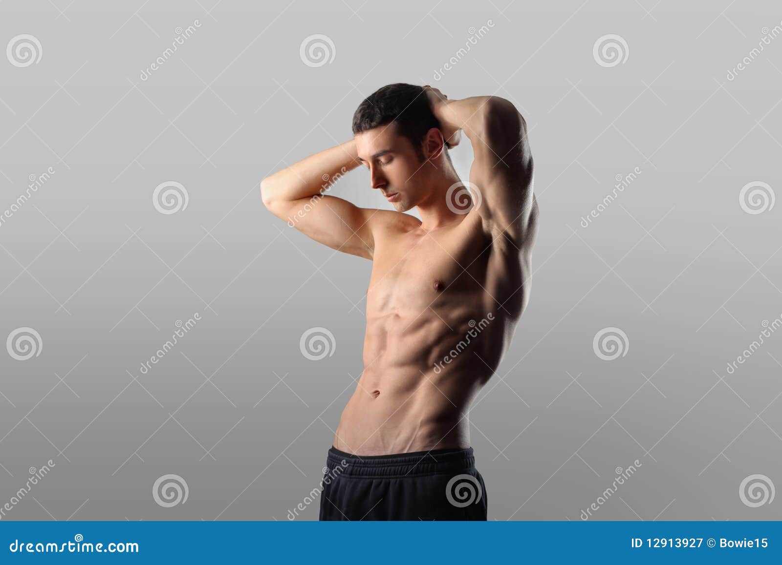 Well-built man stock image. Image of abdomen, fitness - 12913927
