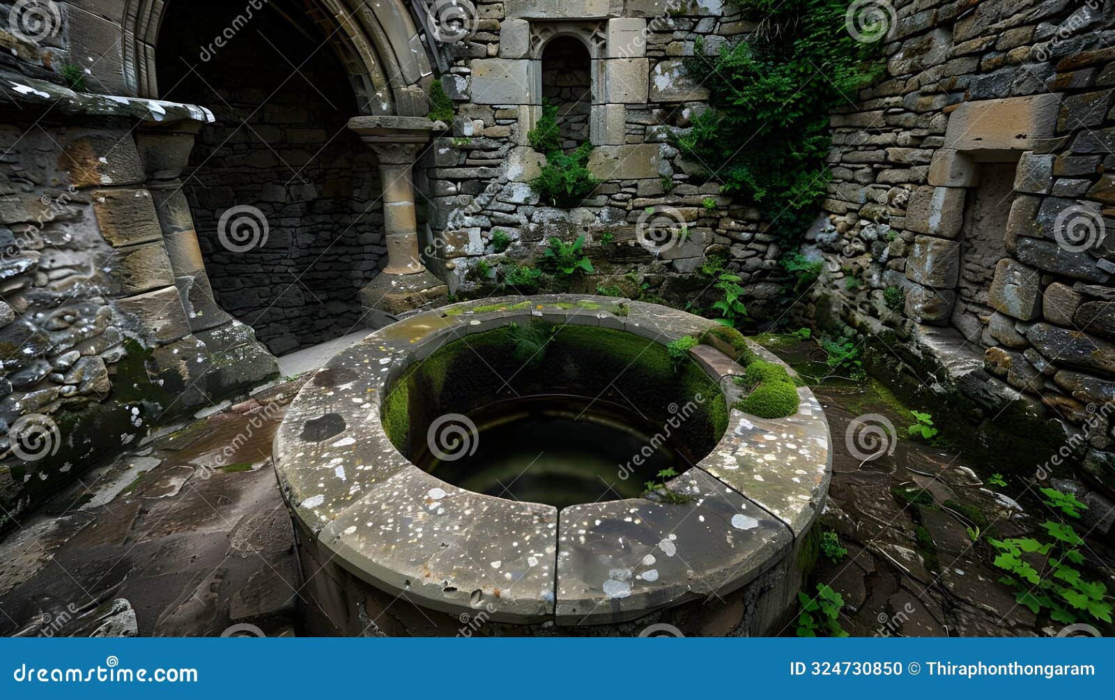 Well in the Castle stock illustration. Illustration of nature - 324730850