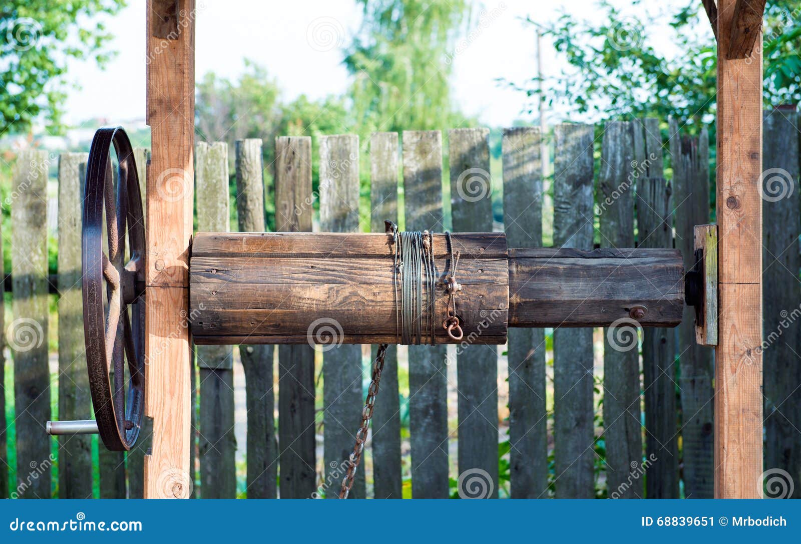 Well Crank with Hawser Rope. Stock Image - Image of background ...