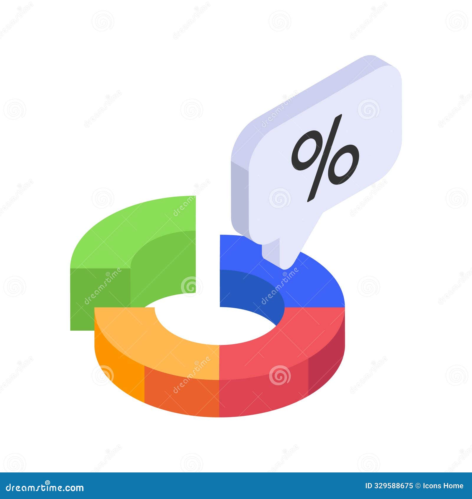 Well Designed Isometric Pie Chart with a Speech Bubble Displaying a ...