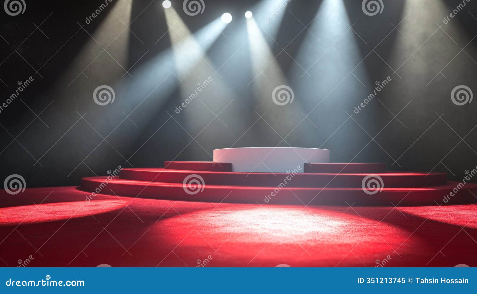 Stage with Circular Platform and Red Carpet Illuminated by Dramatic ...