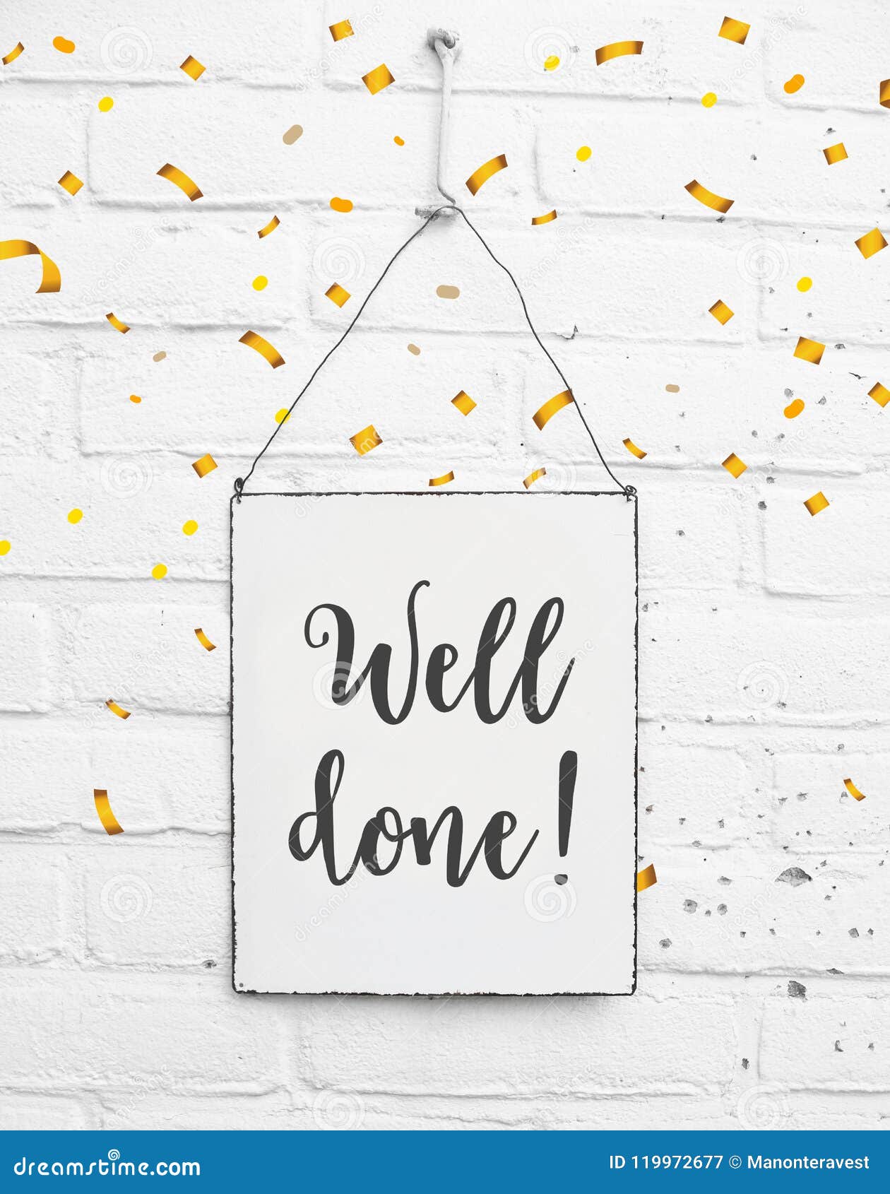 Well Done Words On Crumpled Sticky Note Paper On Texture Wall Stock ...