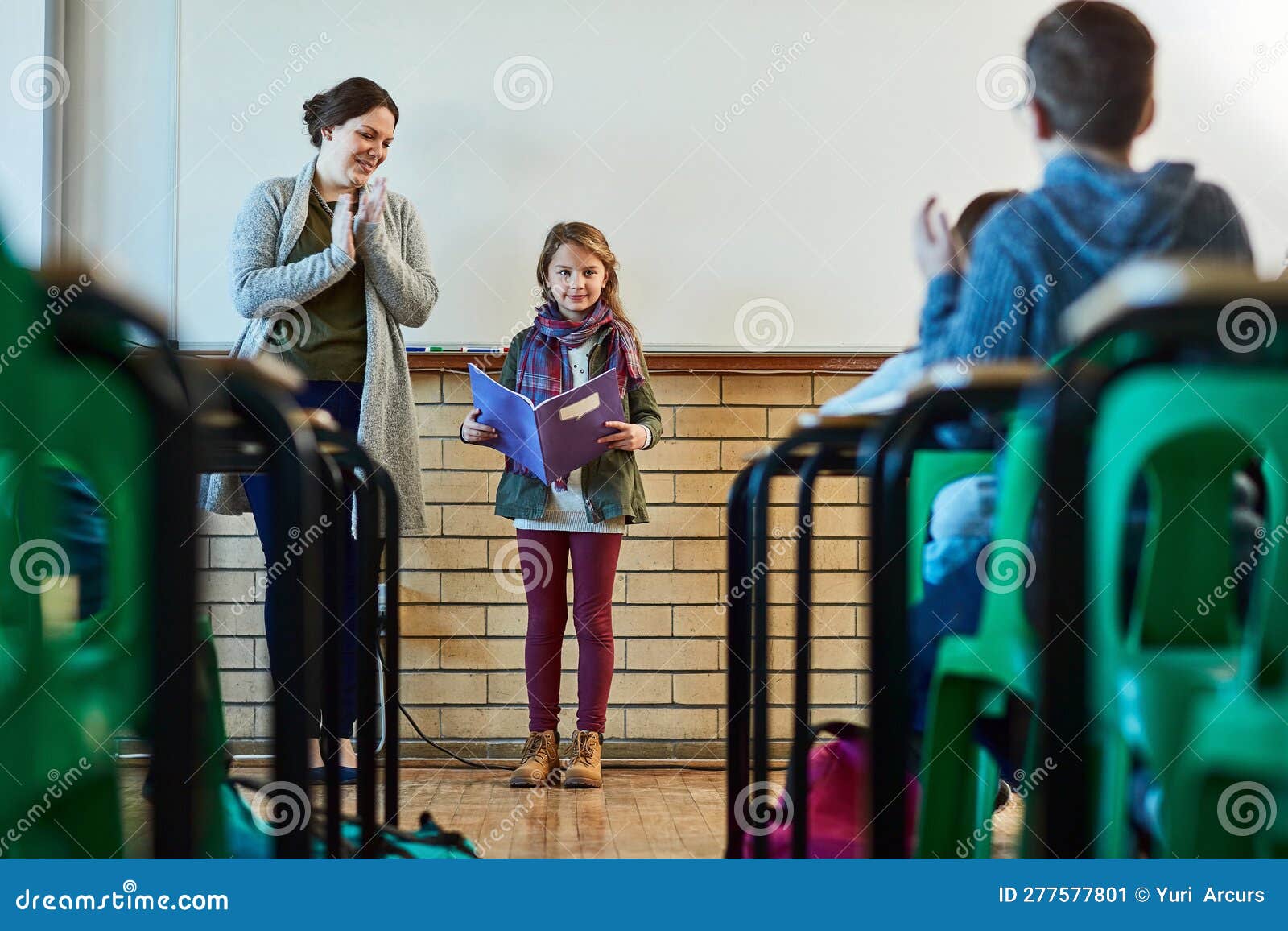 Well Done. Elementary School Kids Clapping in the Classroom. Stock ...