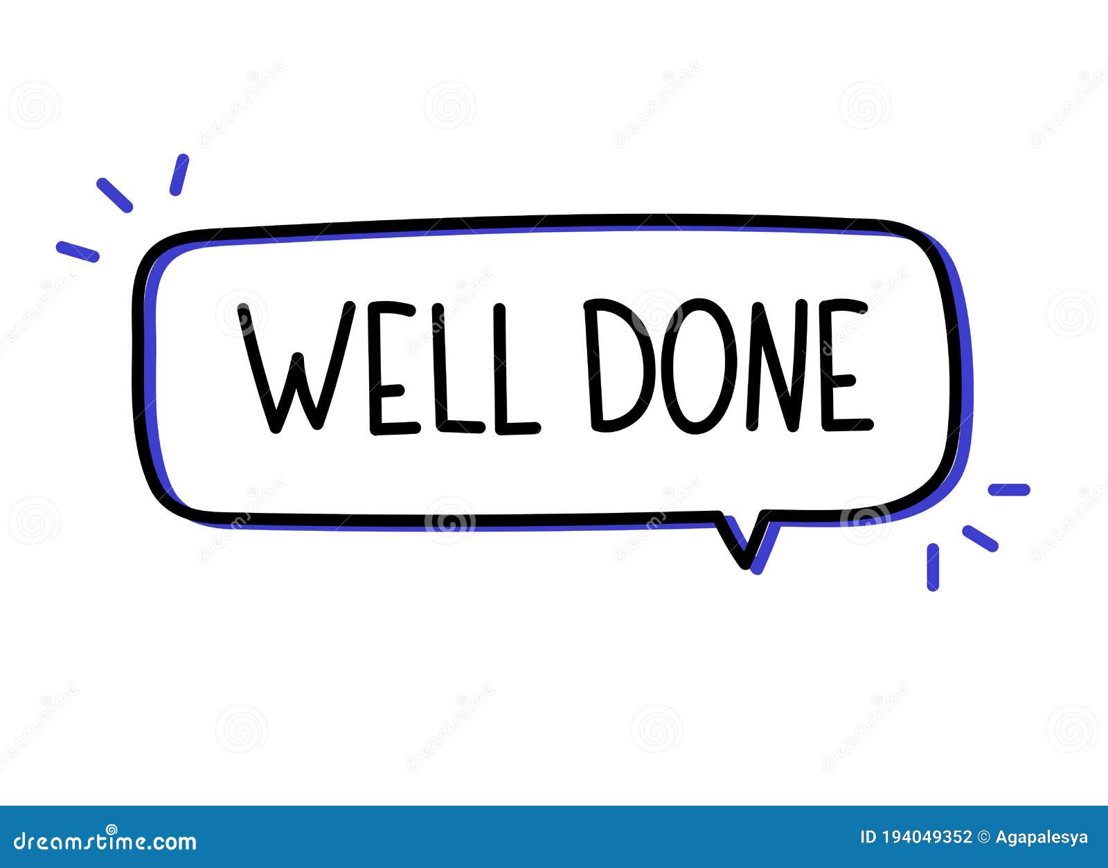 Well Done Inscription Handwritten Lettering Illustration Black Vector