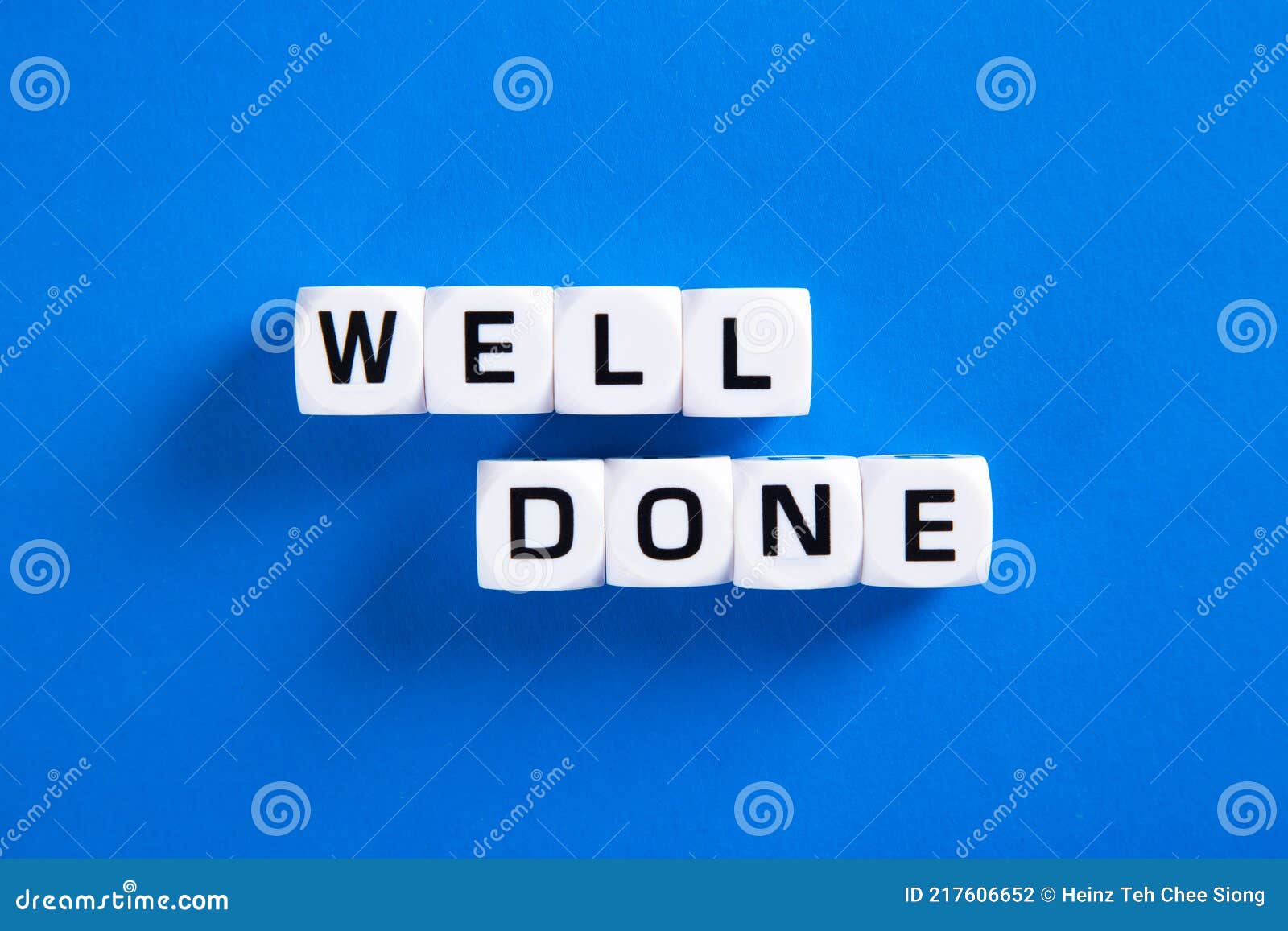 Well Done Letters on Blue Background Stock Photo - Image of positive ...