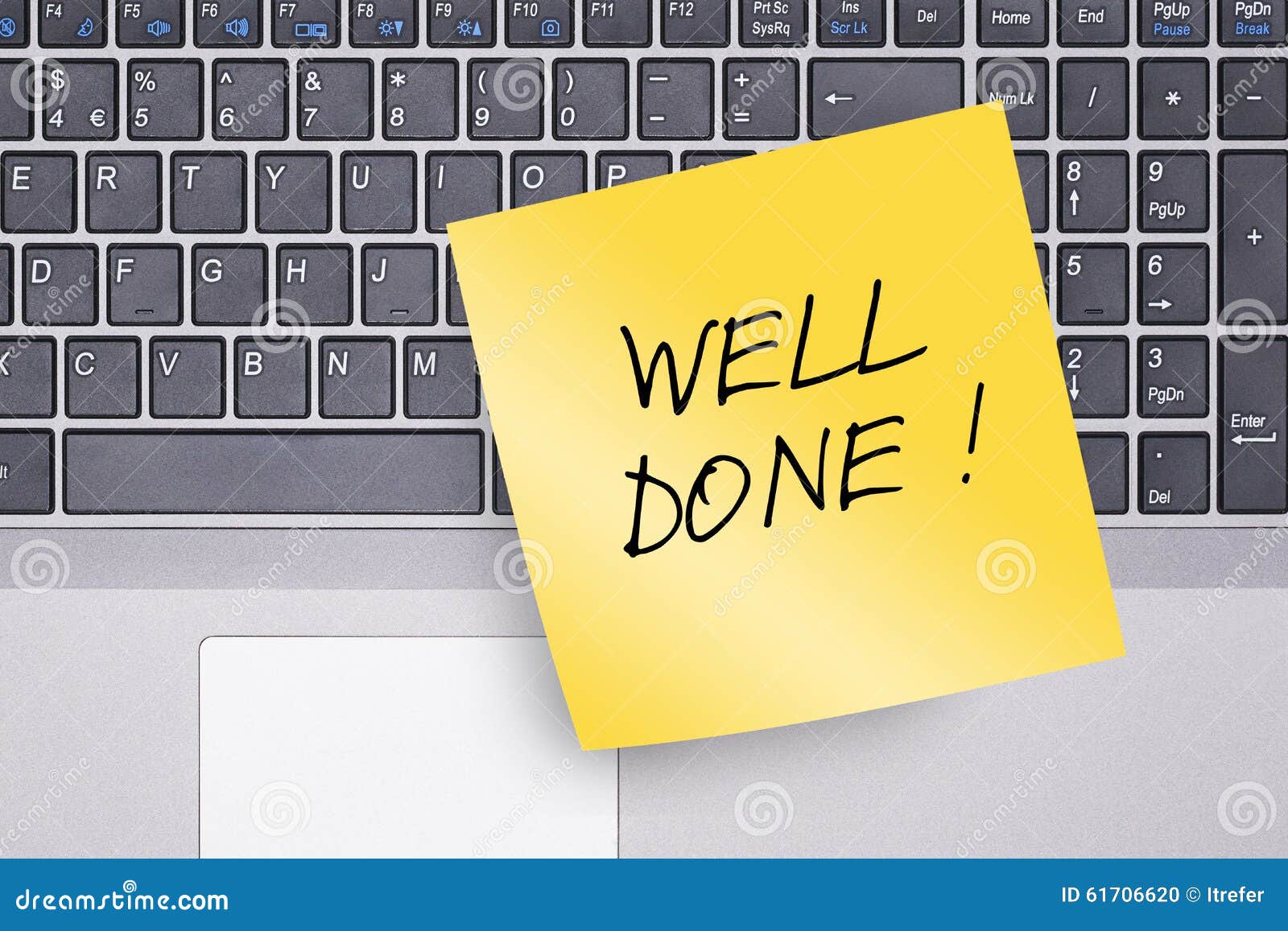 Well Done Note on Keyboard stock illustration. Illustration of success ...
