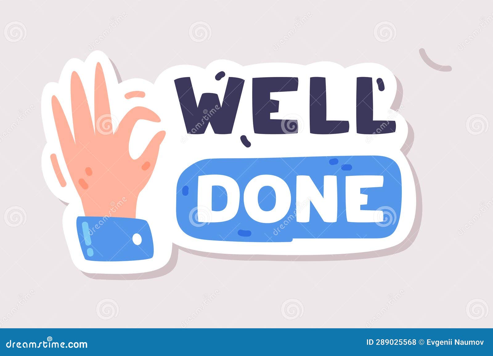 Well Done Positive Sticker Design with Hand Ok Gesture and Saying ...