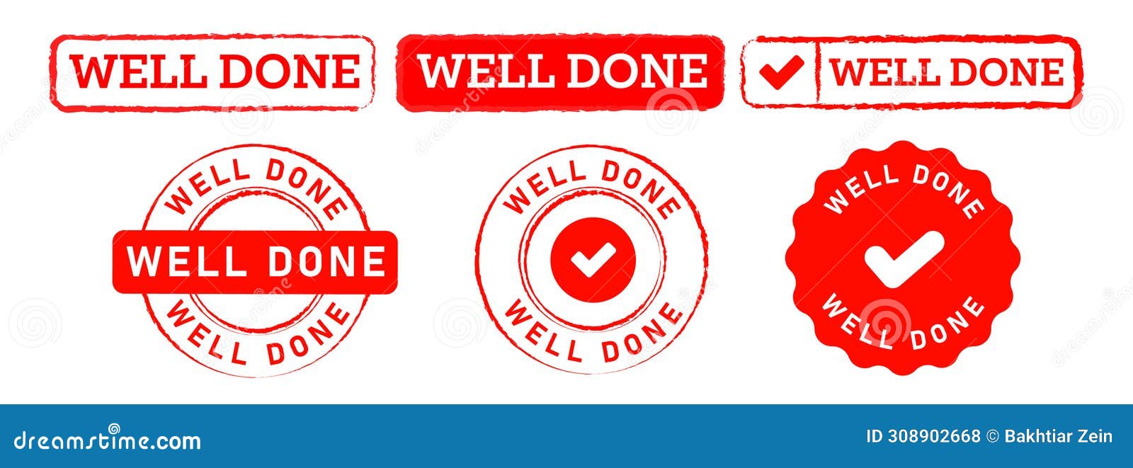 Well Done Rectangle and Circle Stamp Label Seal Emblem Sign ...