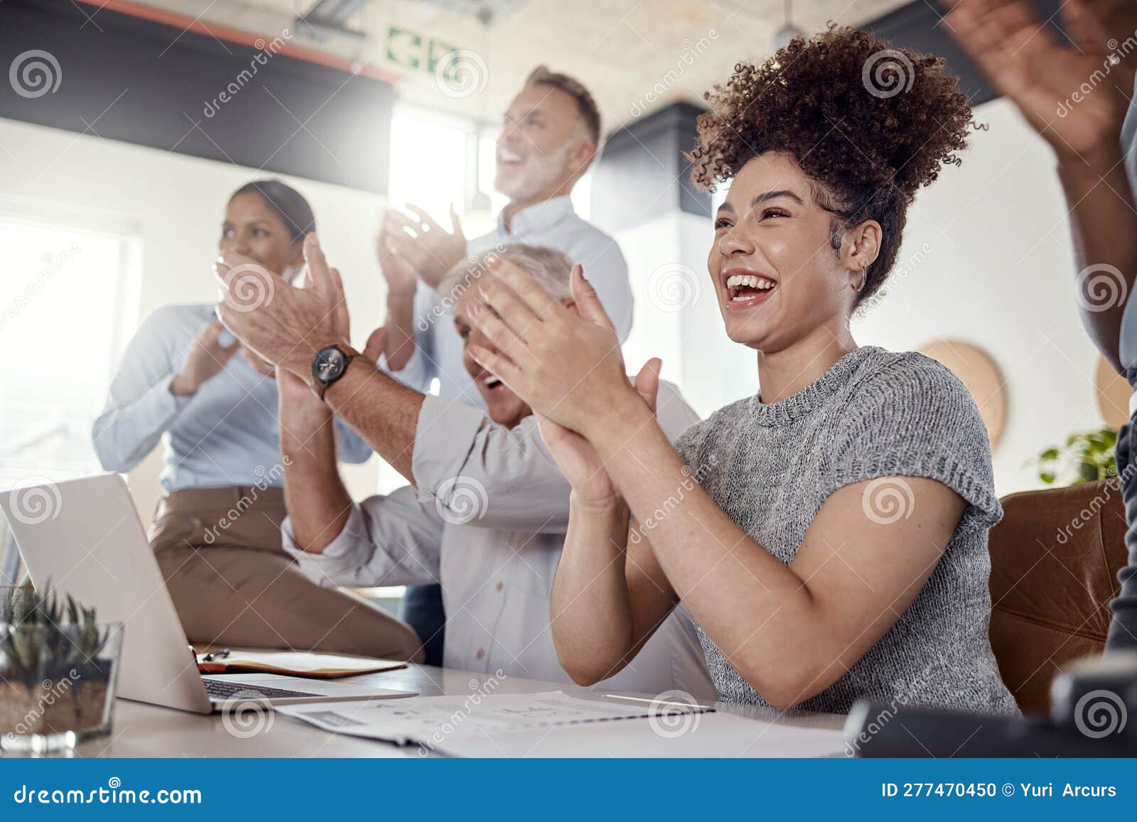 Well Done is a Reward in Itself. a Group of Businesspeople Clapping ...