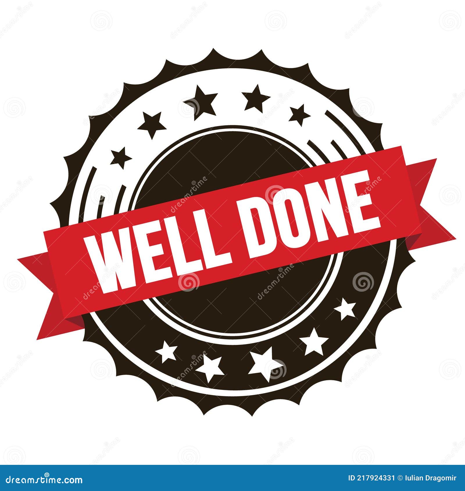 WELL DONE Text on Red Brown Ribbon Stamp Stock Illustration ...