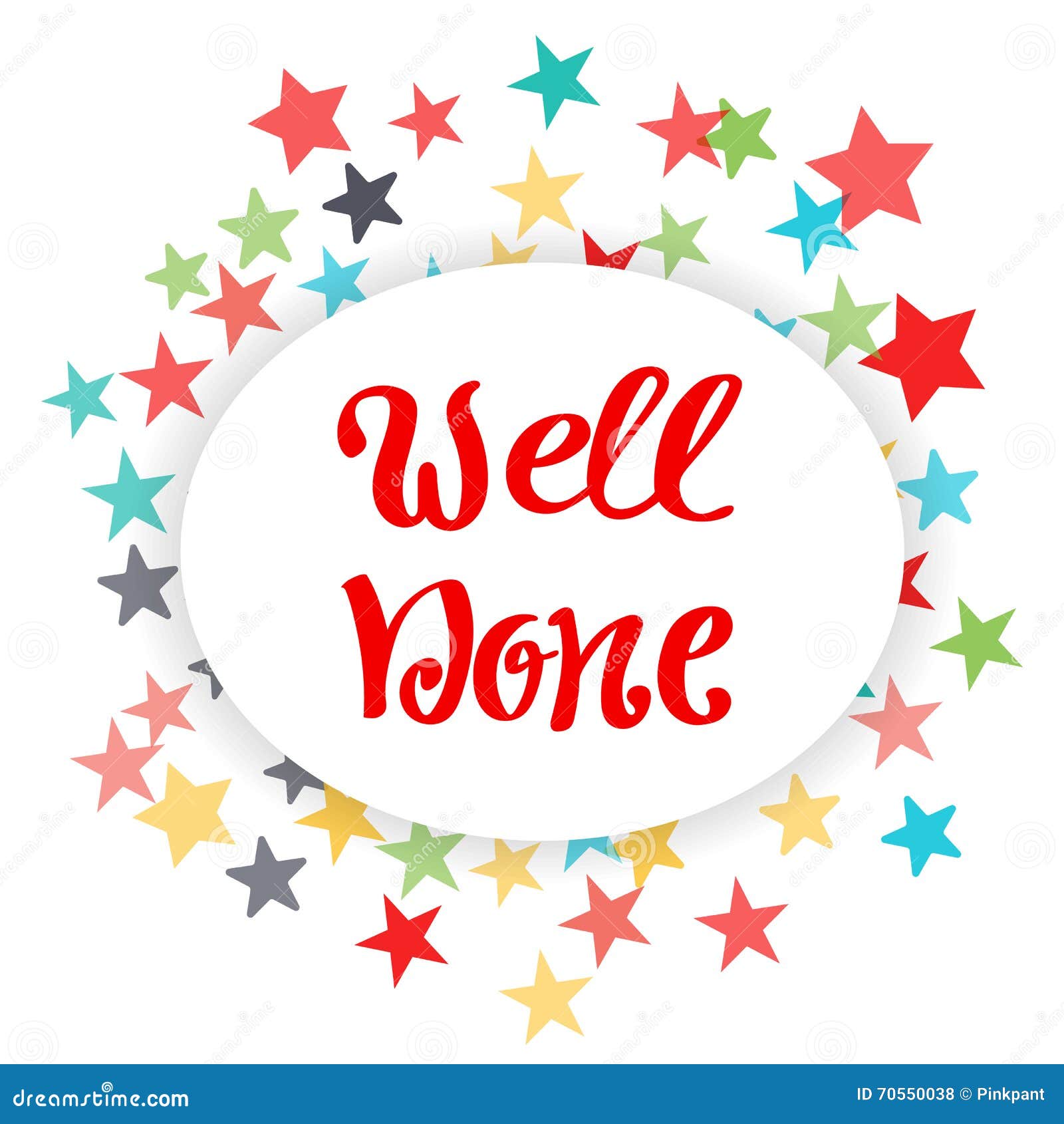 Well Done Vector Hand Lettering Fireworks Background Of Stars ...