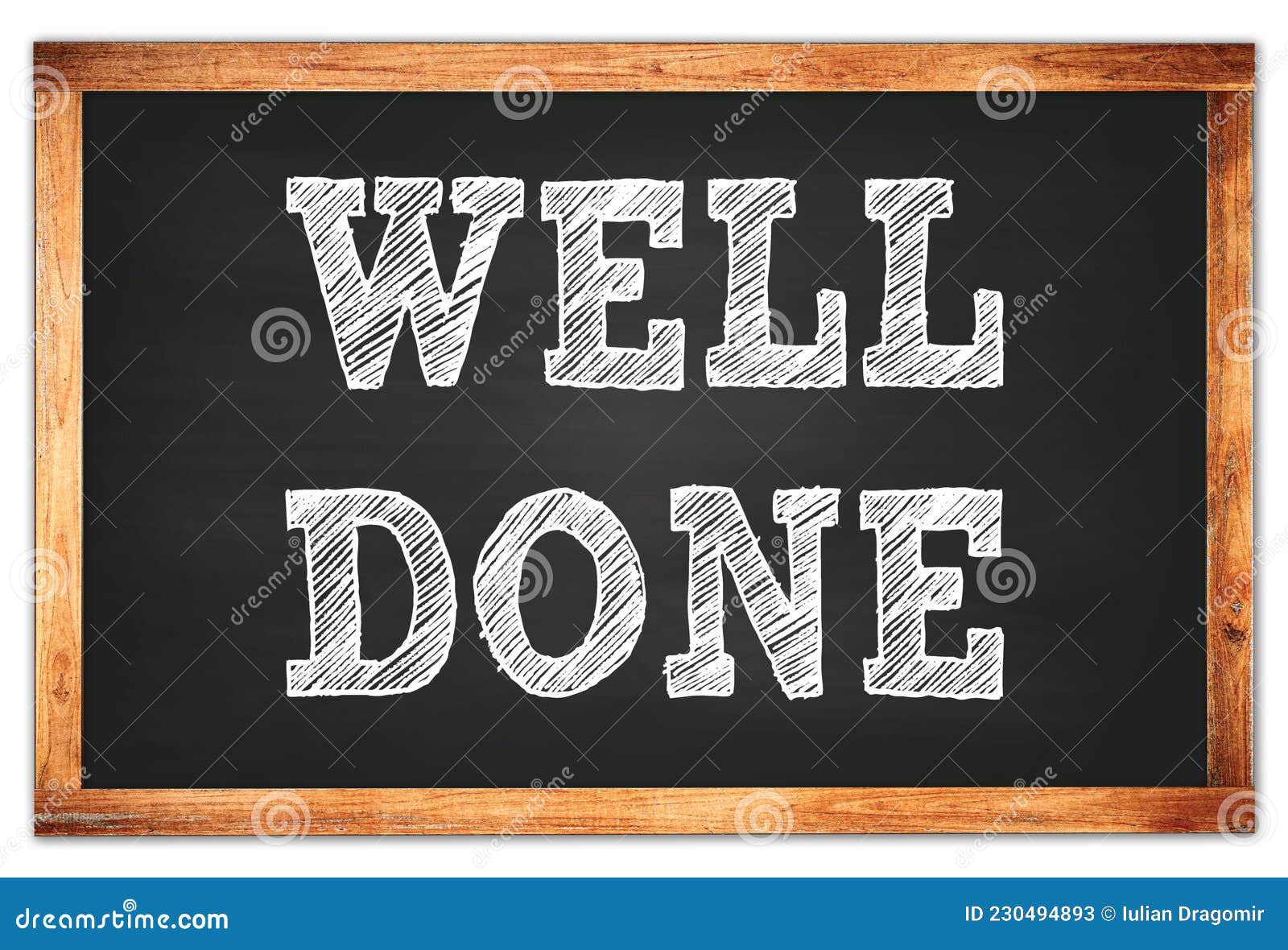 WELL DONE Words on Black Wooden Frame School Blackboard Stock ...