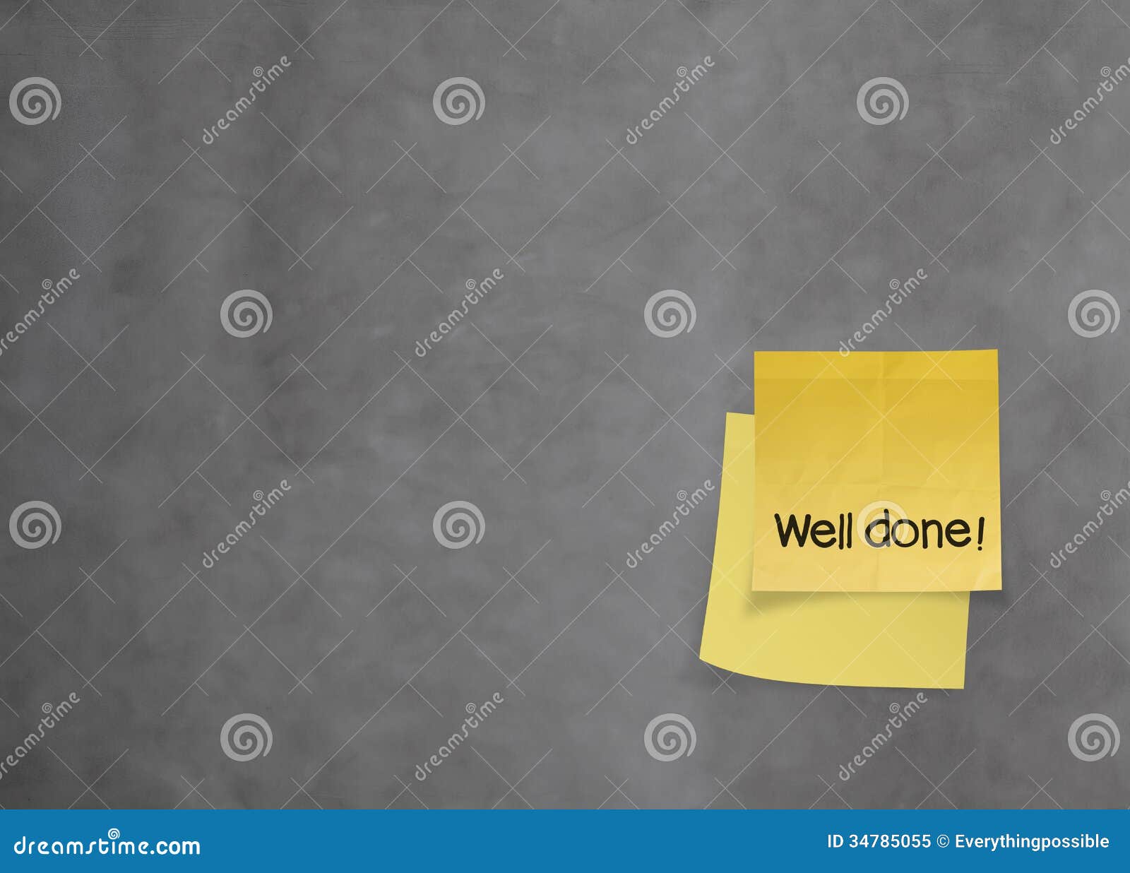 Well Done Words on Crumpled Sticky Note Paper on Texture Wall Stock ...