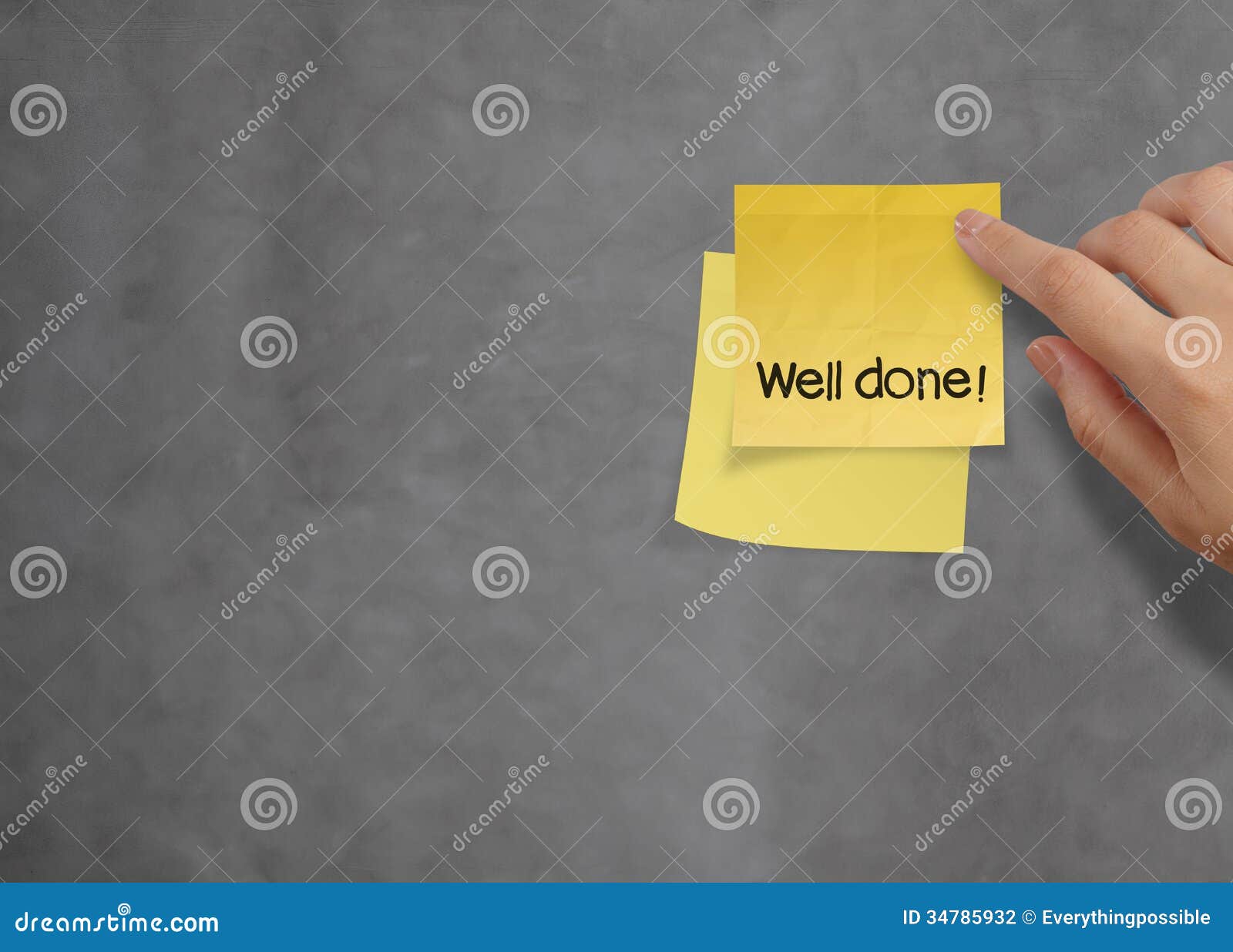 Well Done Words on Crumpled Sticky Note Paper on Texture Wall a Stock ...