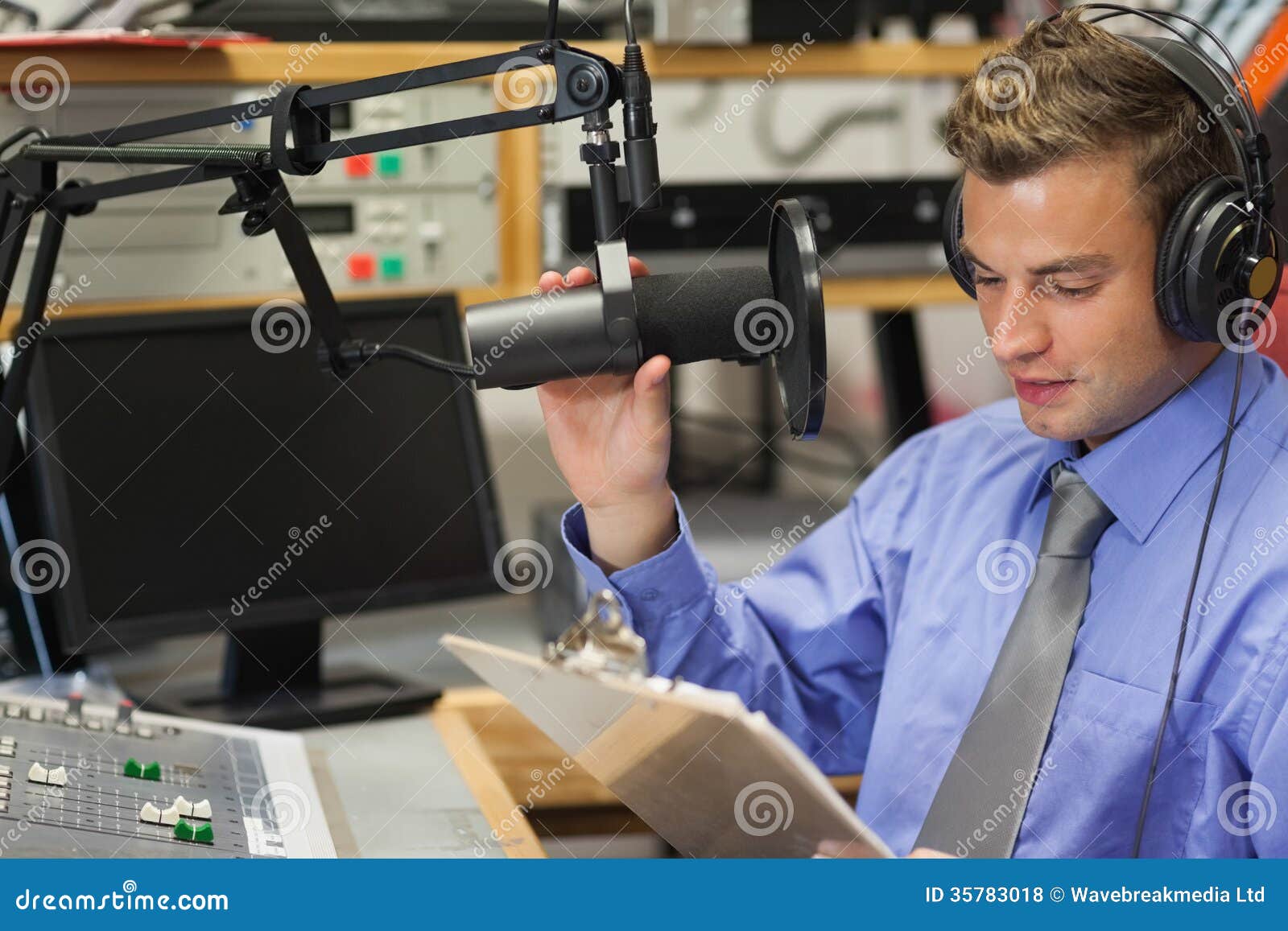 Radio Host Broadcasting A Show In Studio Royalty-Free Stock Photo ...