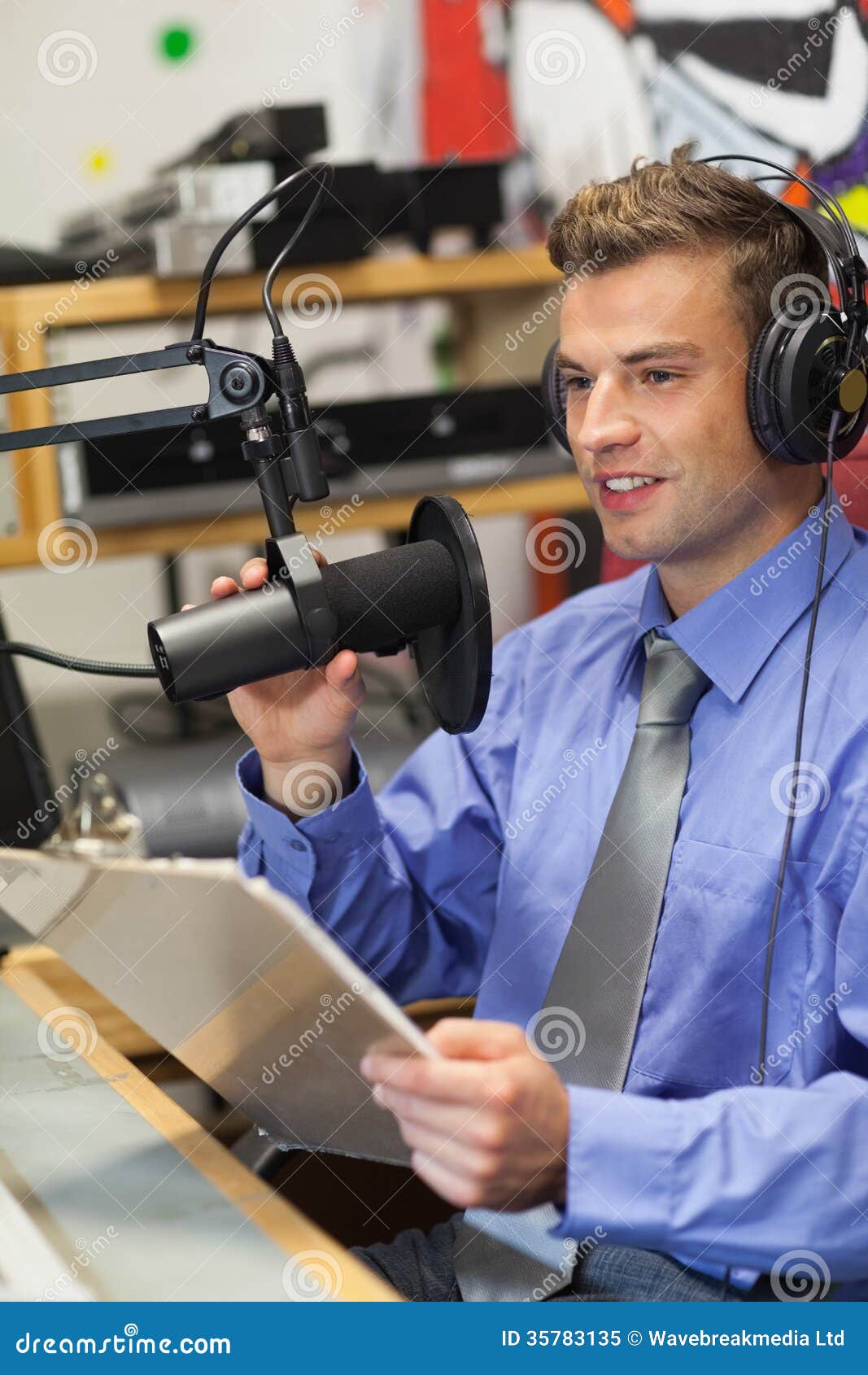 Well Dressed Happy Radio Host Moderating Stock Image - Image of ...